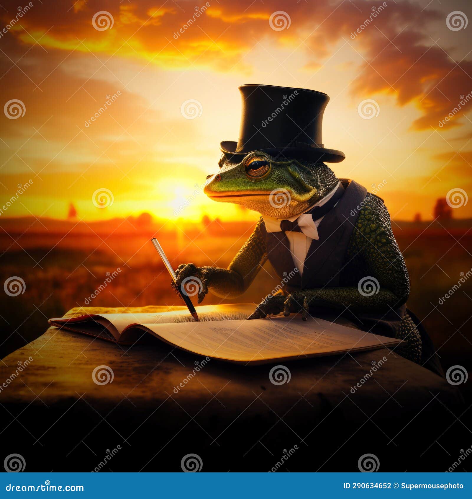 An Elegant Frog at Work.Generative AI Stock Illustration - Illustration ...