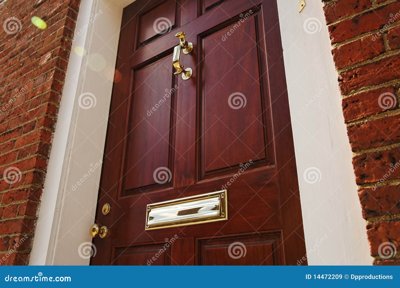 Elegant Front Door in a Brick Building Stock Image - Image of exterior ...