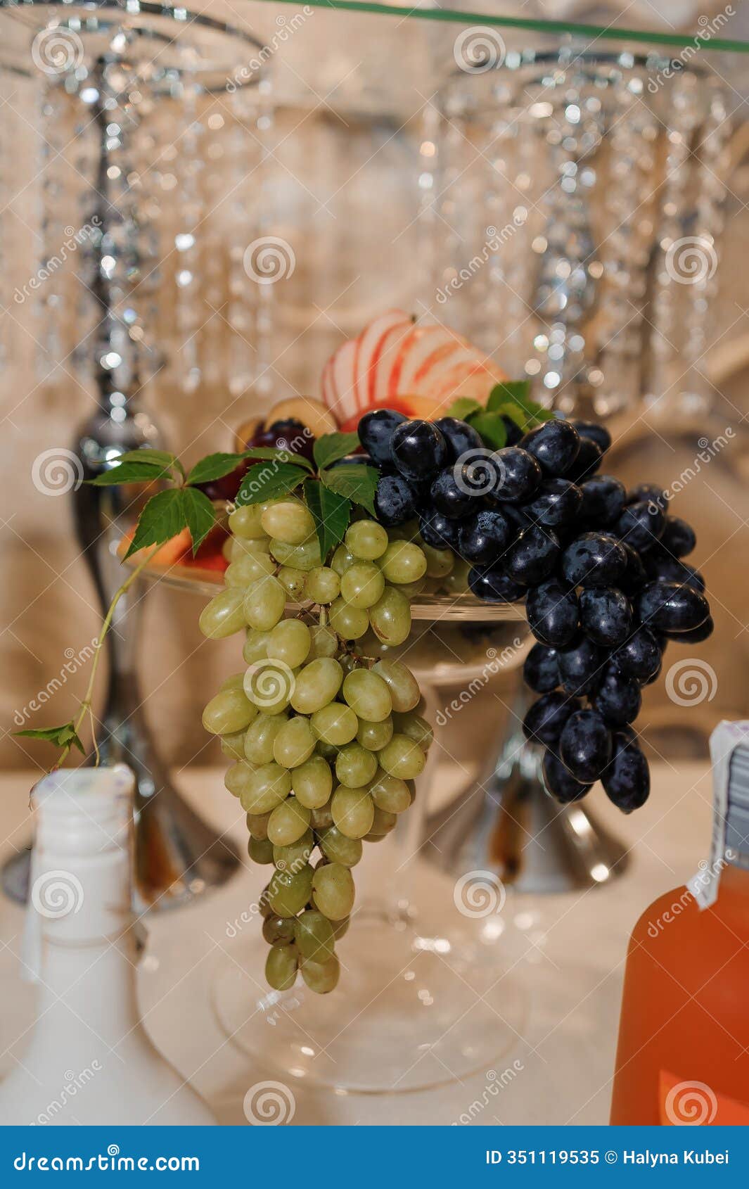 Elegant Fruit Display with Grapes and Decor Stock Image - Image of ...