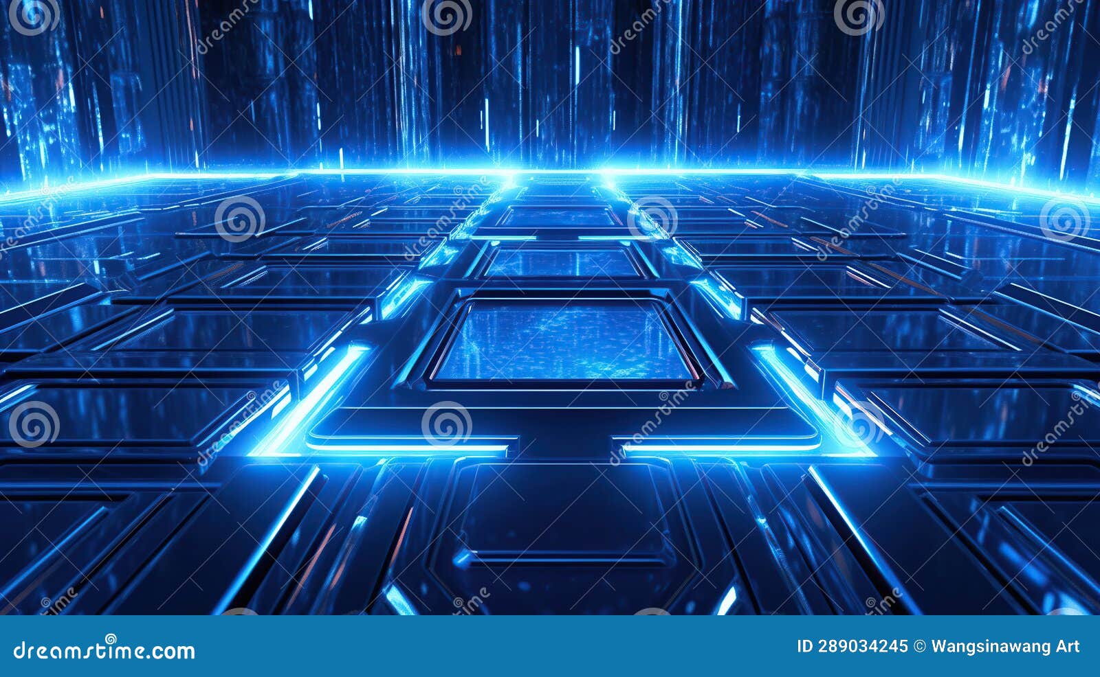 Elegant Futuristic Blue Light and Reflection with Grid Line Generative ...