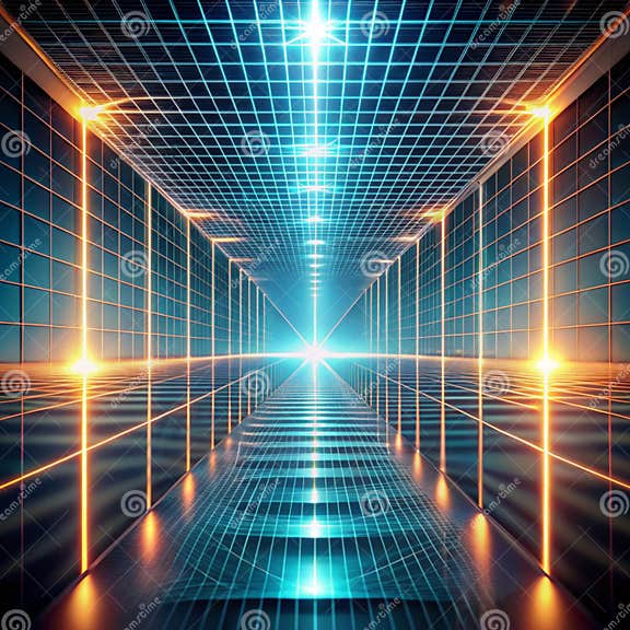 Elegant Futuristic Light with Grid Reflection Stock Illustration - Illustration of lighting ...