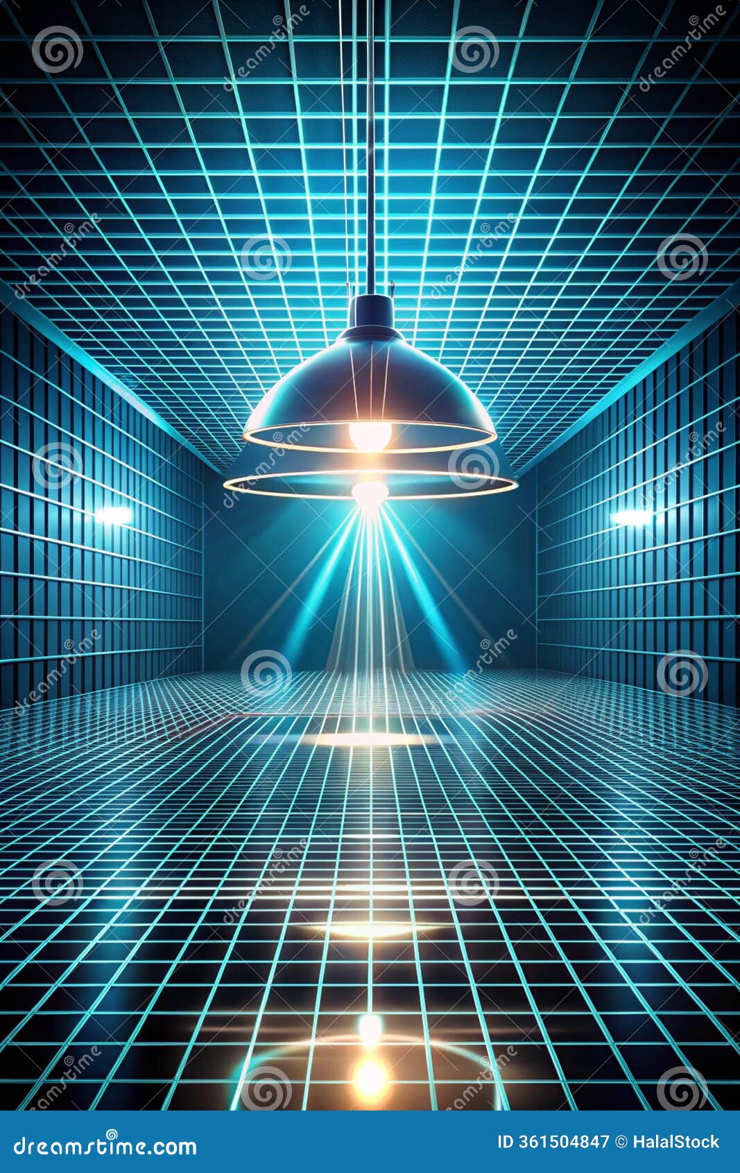 Elegant Futuristic Light with Grid Reflection Stock Illustration - Illustration of grid ...