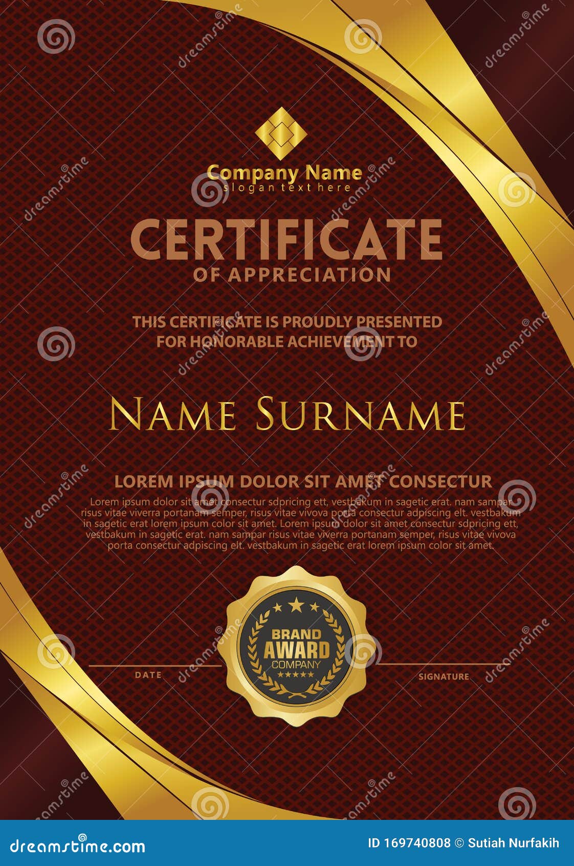 Vertical Modern Certificate Template with Textured Background Stock ...