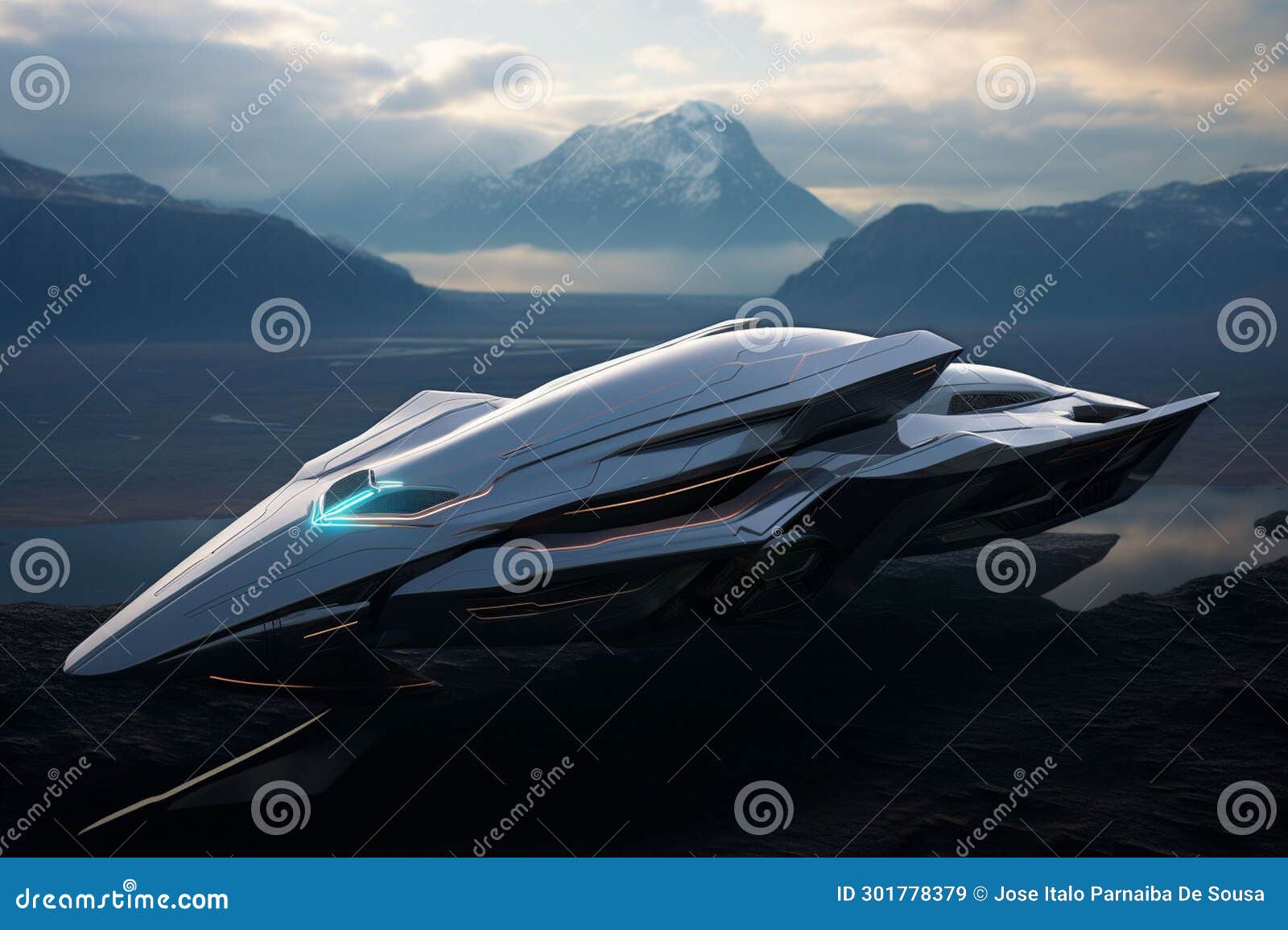 Elegant and Futuristic Starship Design with Stock Illustration ...