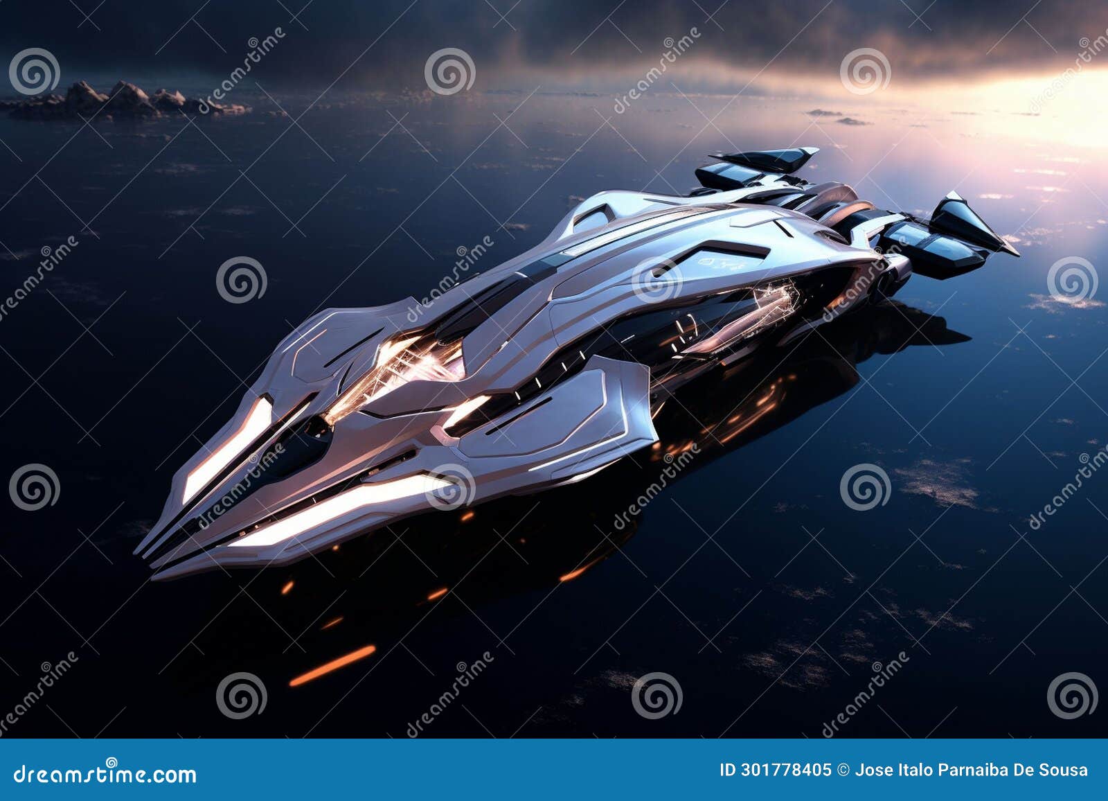 Elegant and Futuristic Starship Design with Stock Illustration ...