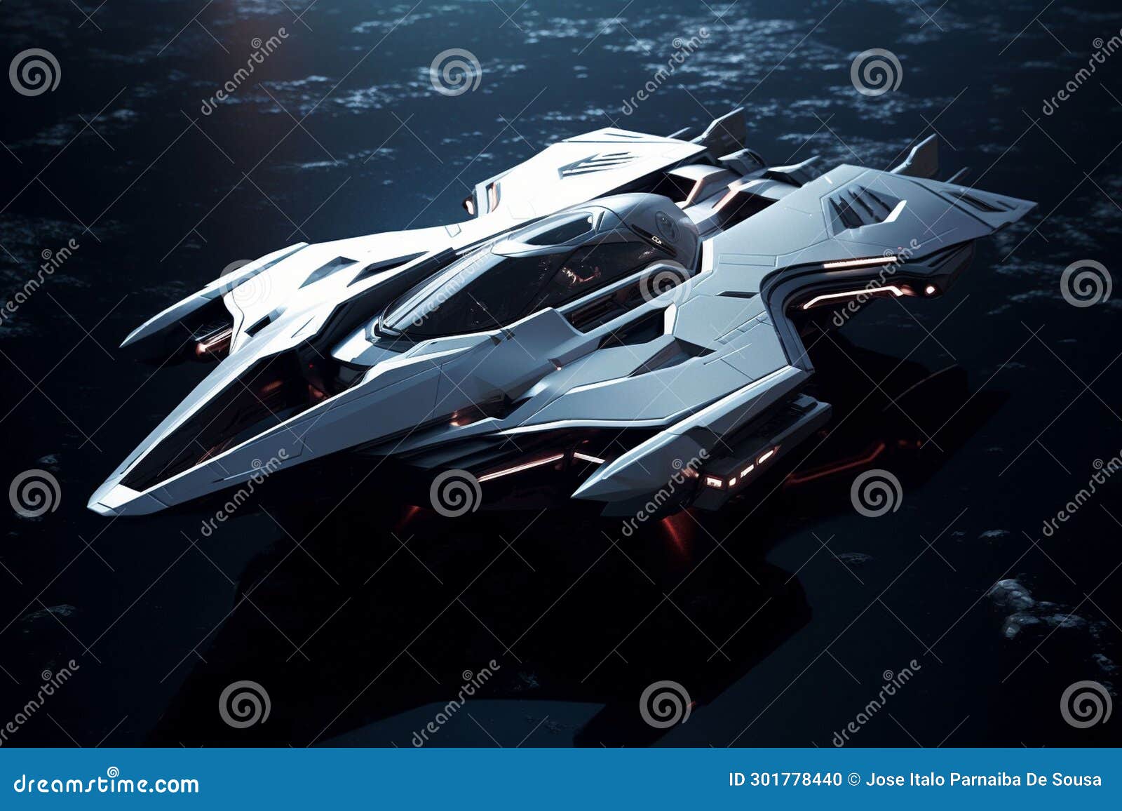 Elegant and Futuristic Starship Design with Stock Illustration ...
