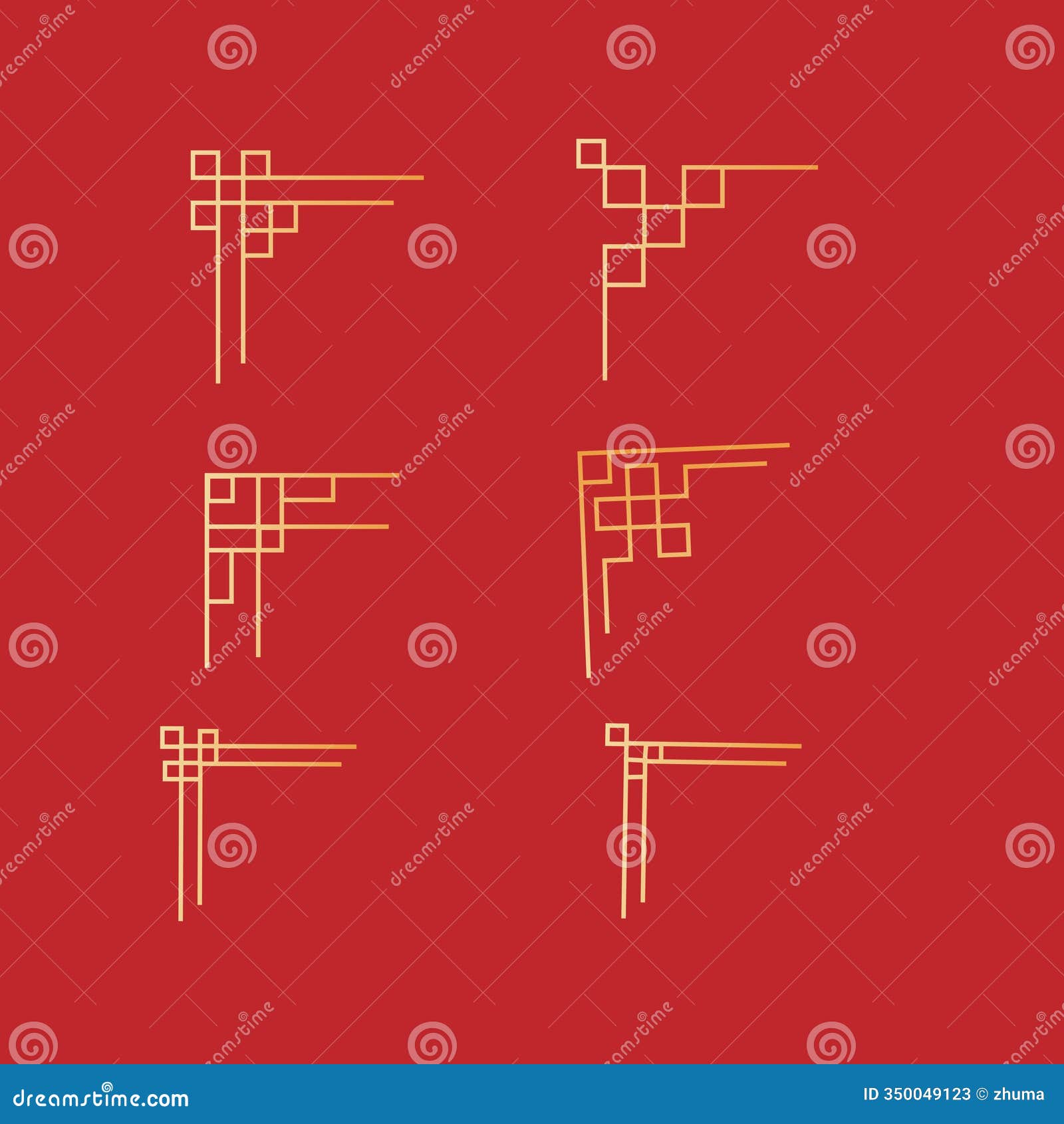 Elegant Geometric Art Deco Corners Set on Bold Red Background Stock ...
