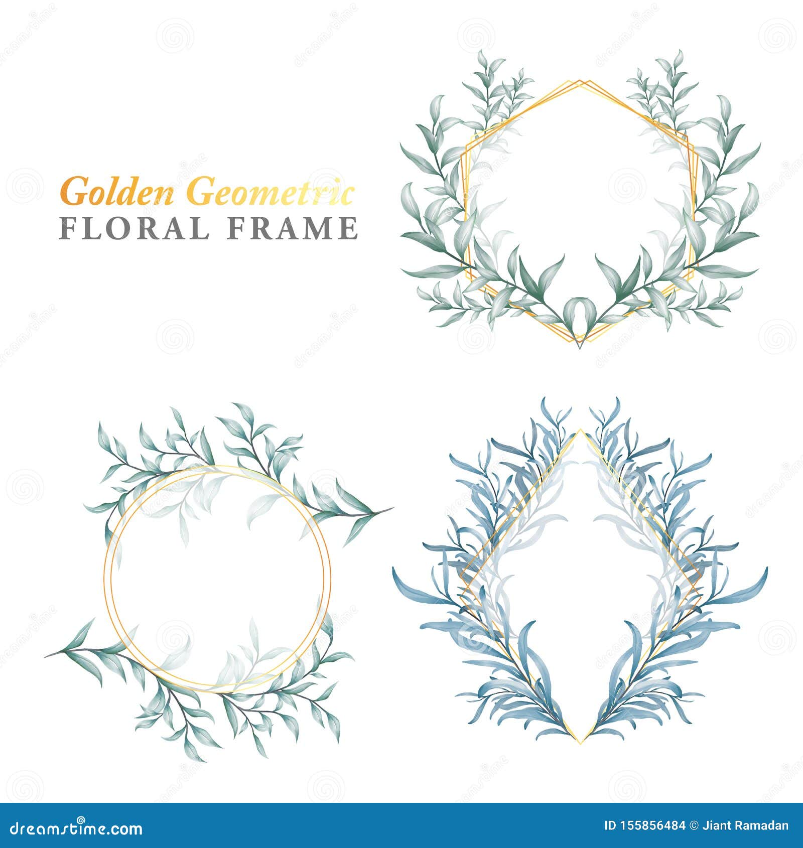Elegant Geometric Leaves Frame for Cards Composition Stock Vector ...
