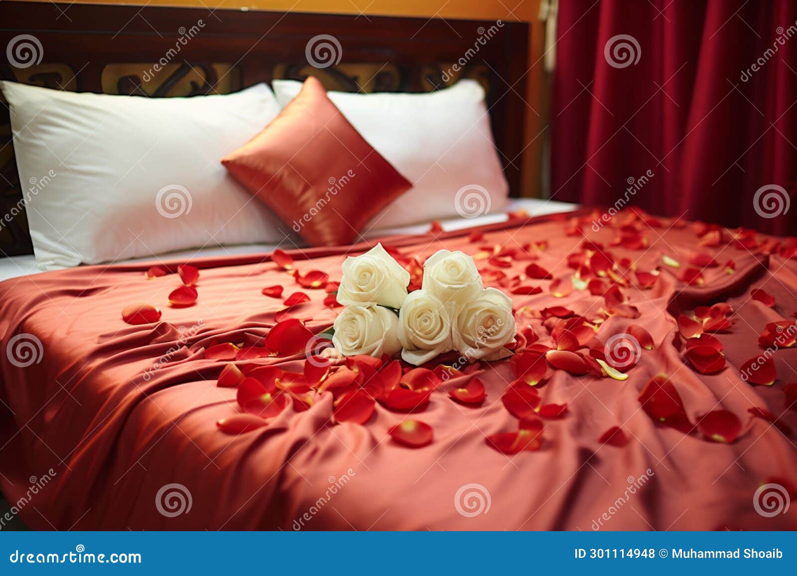 Elegant Gesture Rose Petals on the Bed Adding a Touch of Luxury and ...