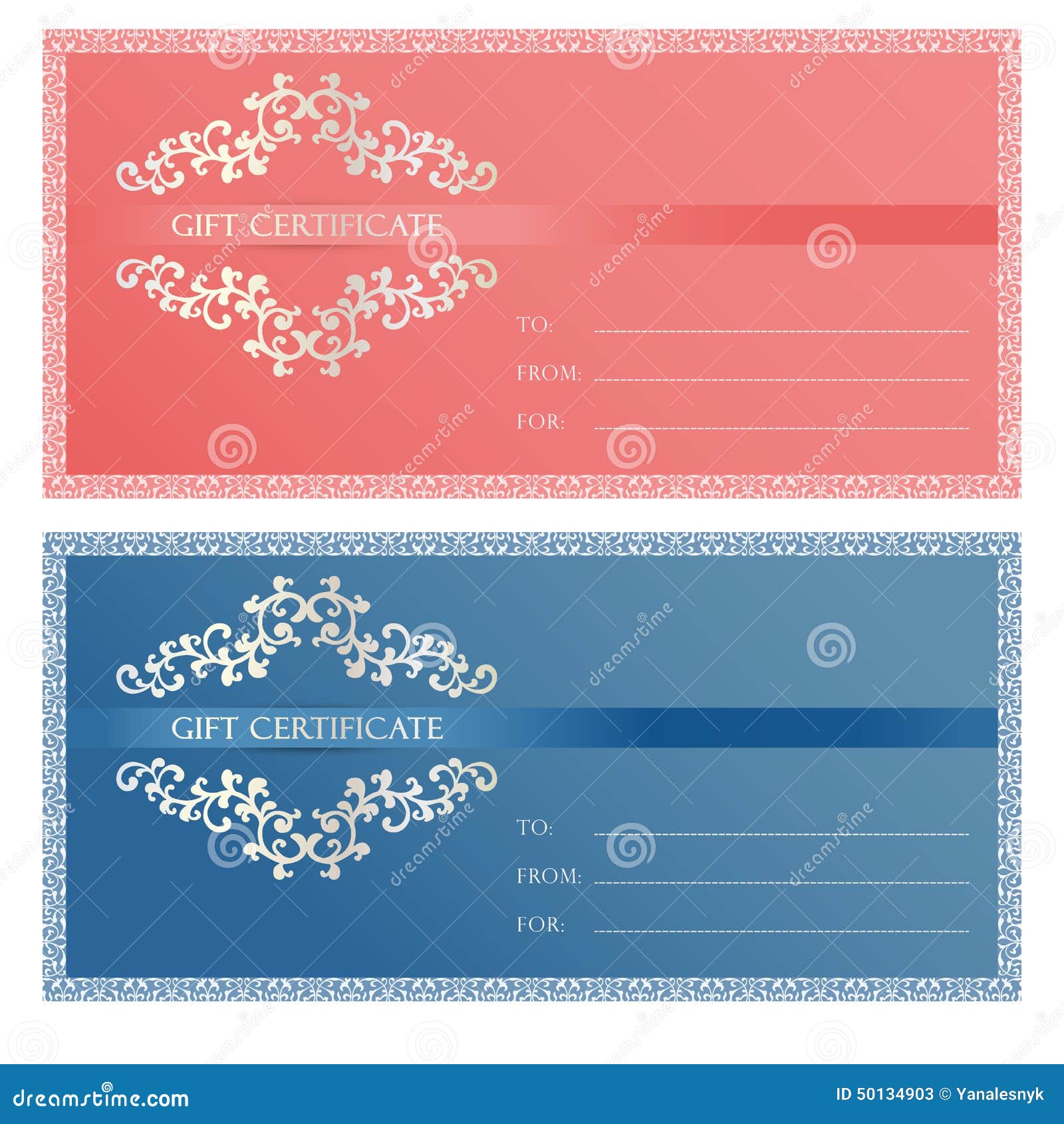 Elegant Gift Certificate Vector Illustration Set Stock Illustration ...