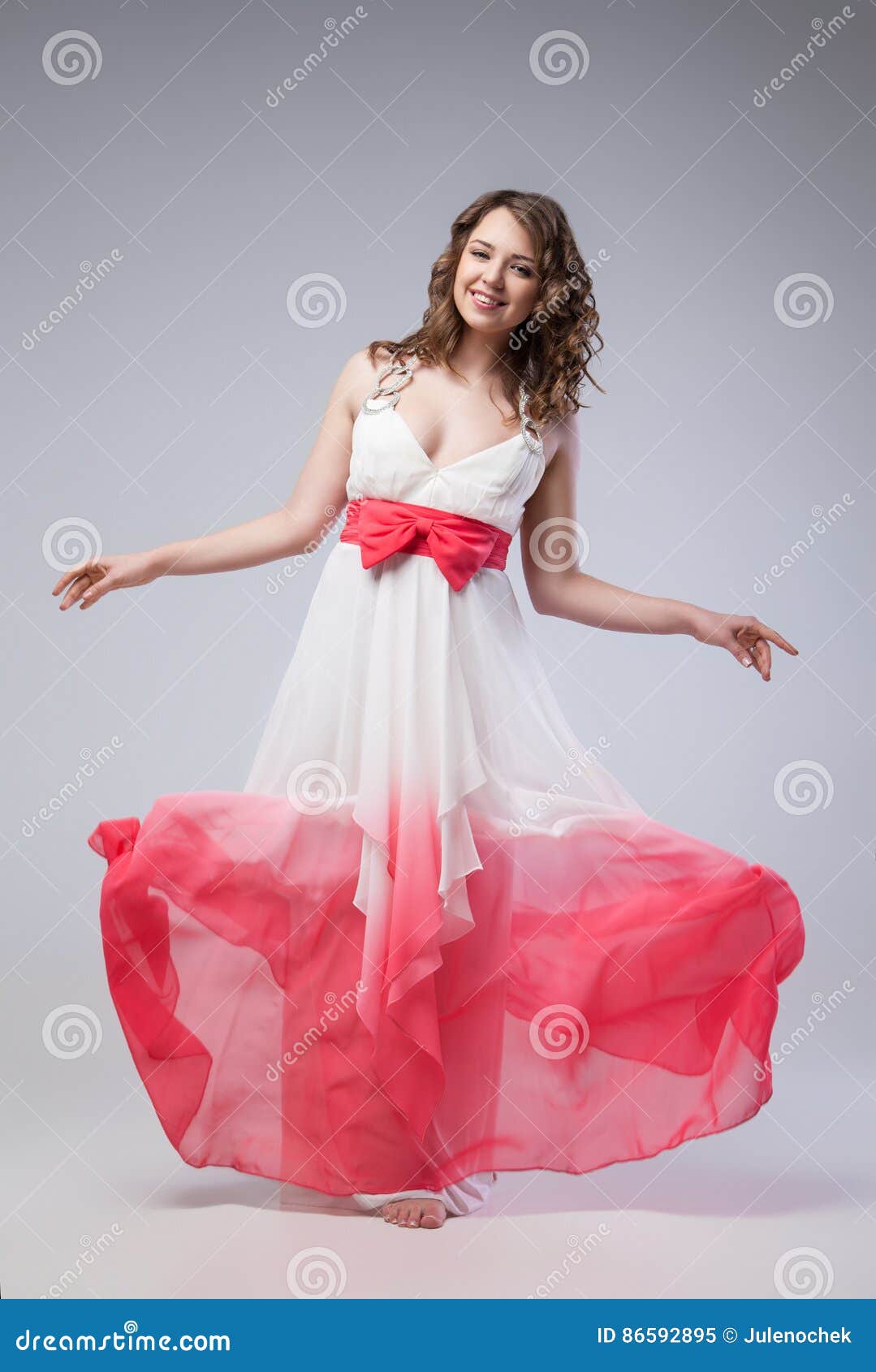 Elegant Girl in Fluttering Dress Stock Image - Image of light, glamour ...