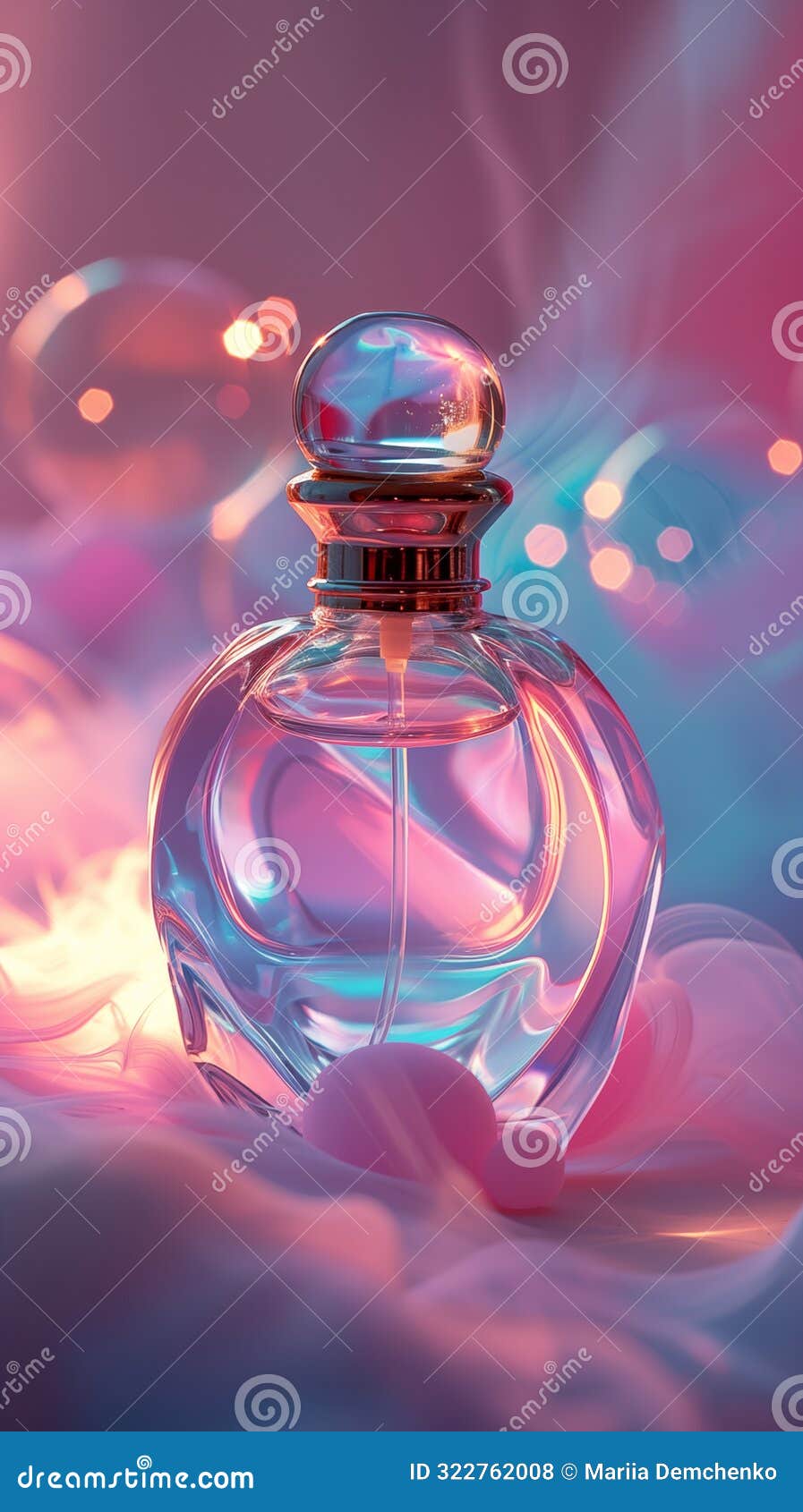 Elegant Glass Perfume Bottle with Bokeh Effect, Gradient Background ...