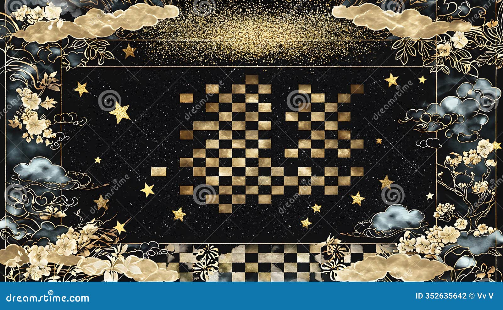 Elegant Gold and Black Chessboard Design Stock Illustration ...