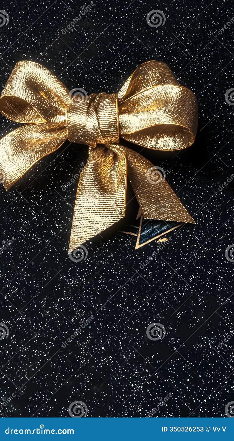 Elegant Gold Bow on a Glittery Black Background Stock Illustration ...