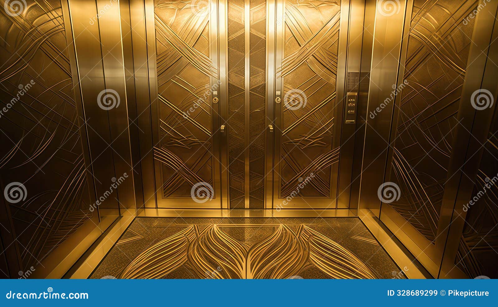Elegant Gold Elevator Doors Stock Illustration - Illustration of ...