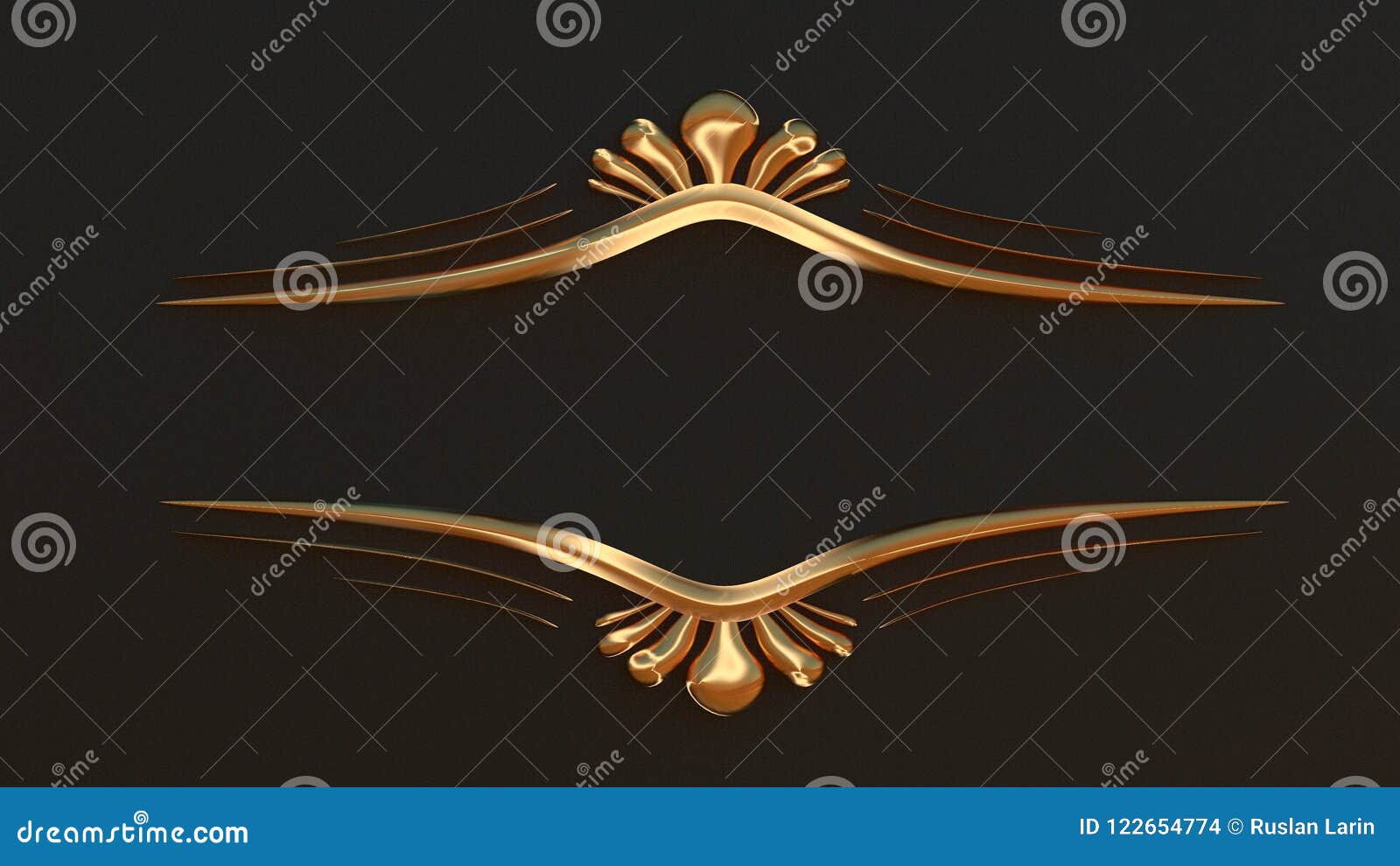Elegant Gold Frame for Your Text. Classic Style 3D Render. Stock ...