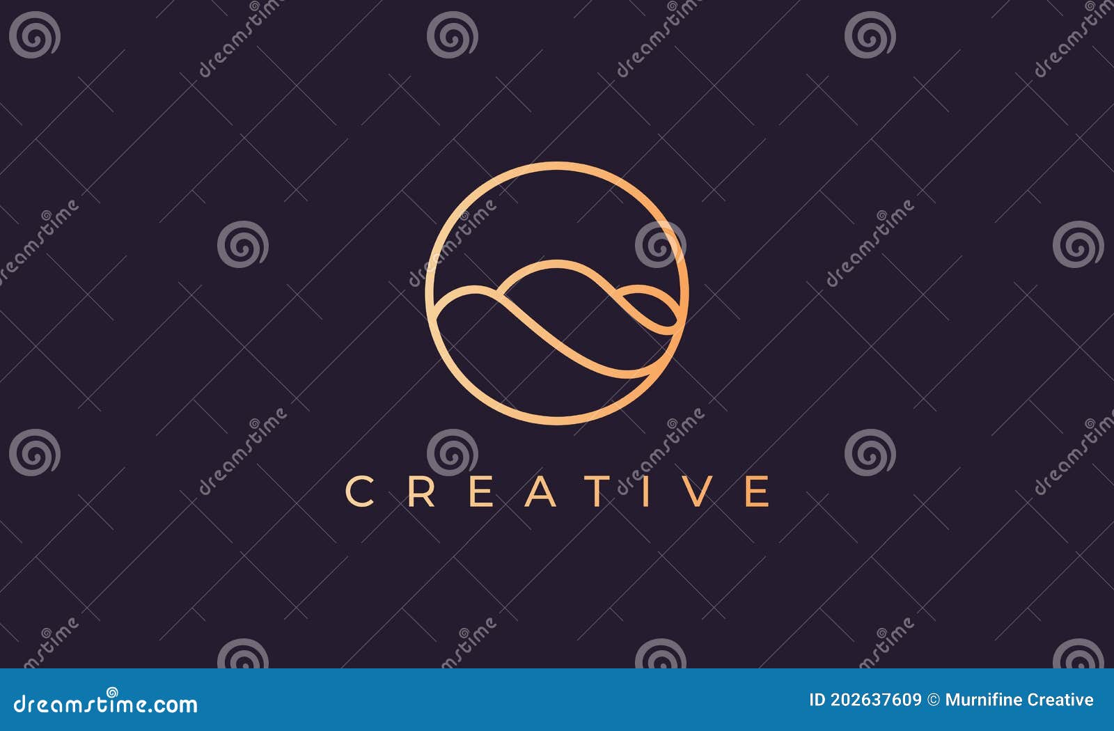 Elegant Gold Line Logo Design with Simple and Modern Shape of Ocean ...