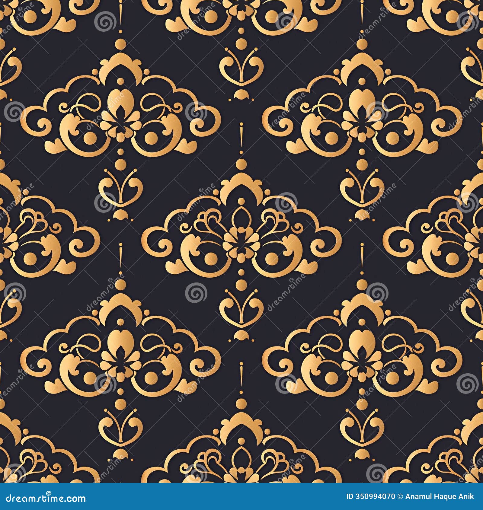 Elegant Gold Pattern on a Black Background Stock Illustration ...