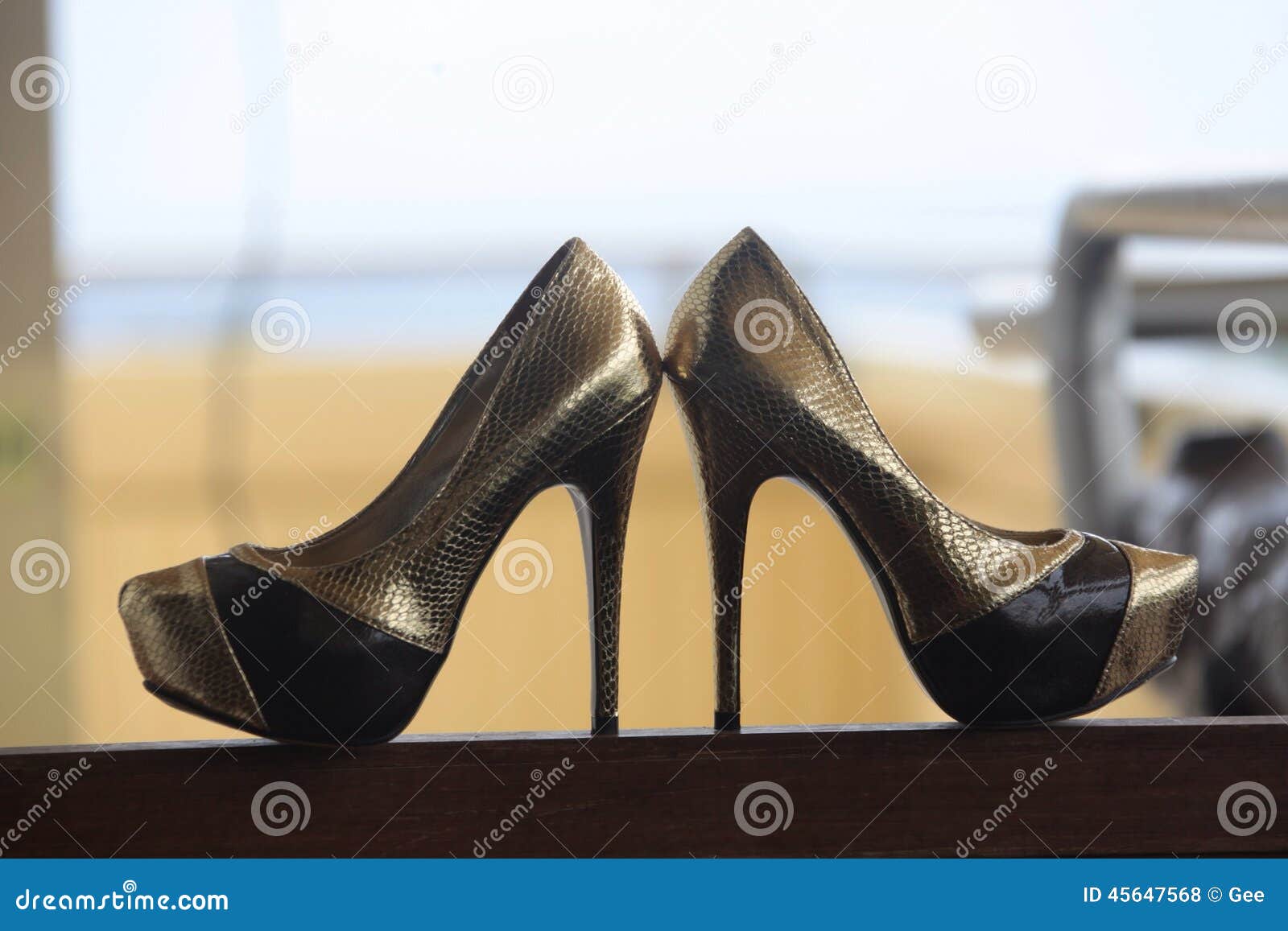 Elegant Gold Shoes stock photo. Image of elegant, high - 45647568