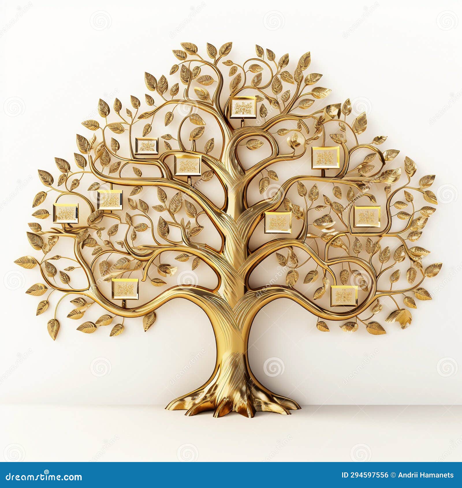 Elegant Gold Tree with Intricate Branches and Decorative Frames on a ...