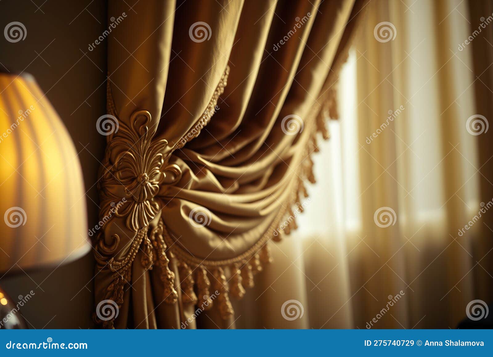Elegant Gold Valence Drapes. Stock Image - Image of fancy, valance ...