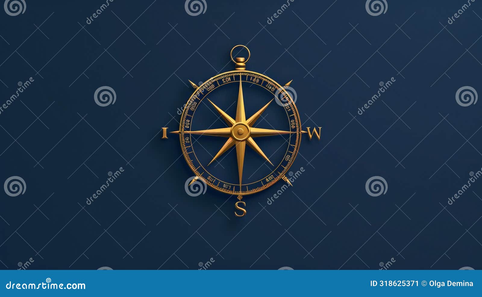 Elegant Golden Compass on a Deep Blue Background, Symbolizing Guidance ...