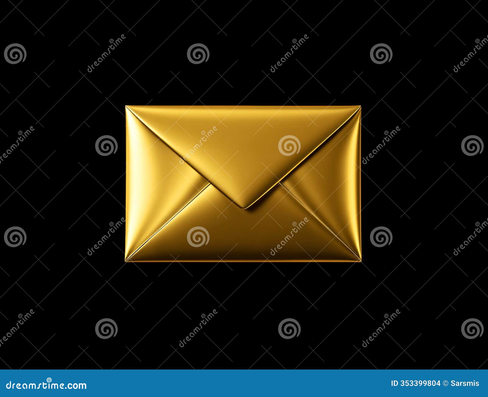 Elegant Golden Envelope on Black Background Representing Luxury and ...