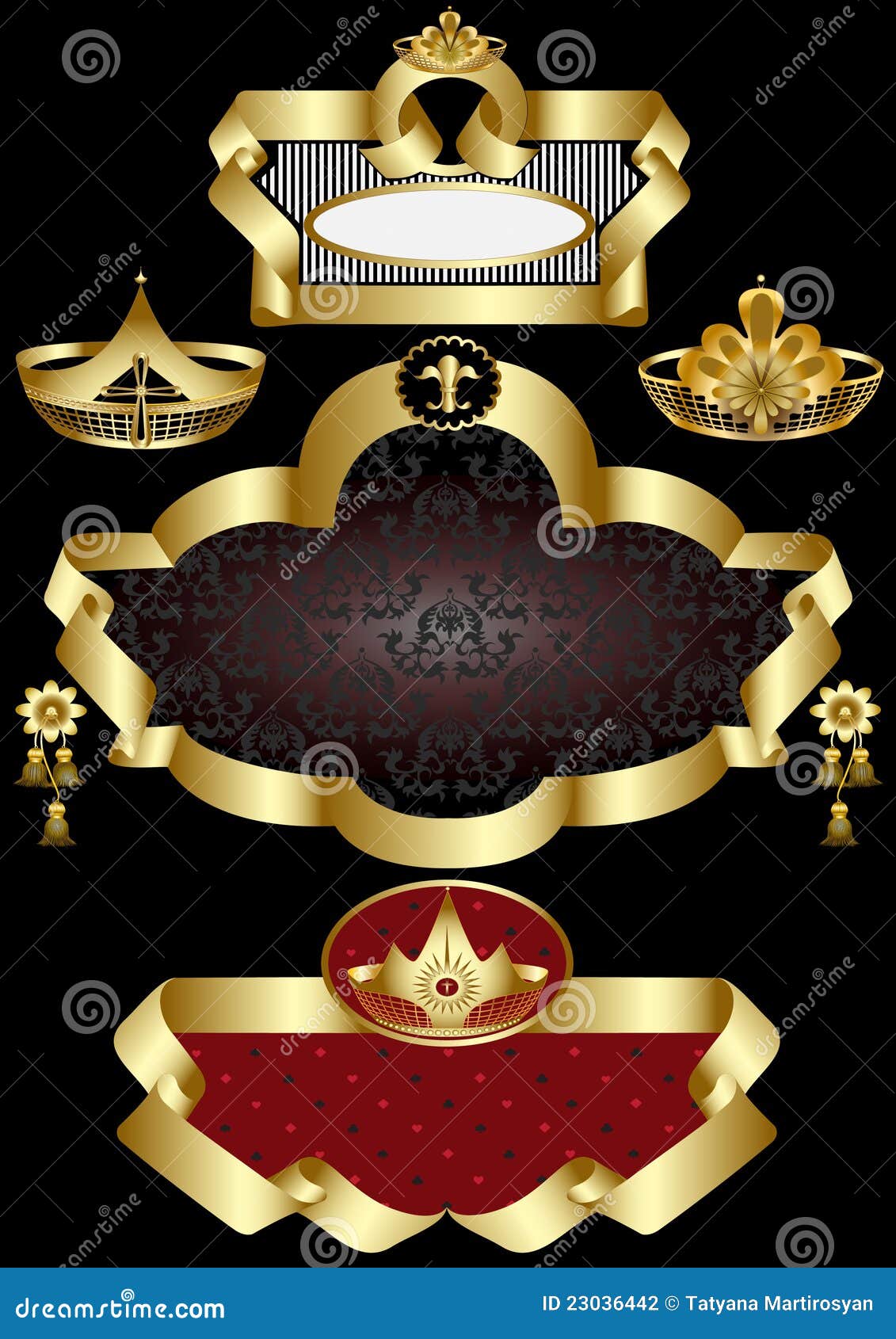 Elegant Golden Frame with Patterns of Crowns on a Stock Vector ...