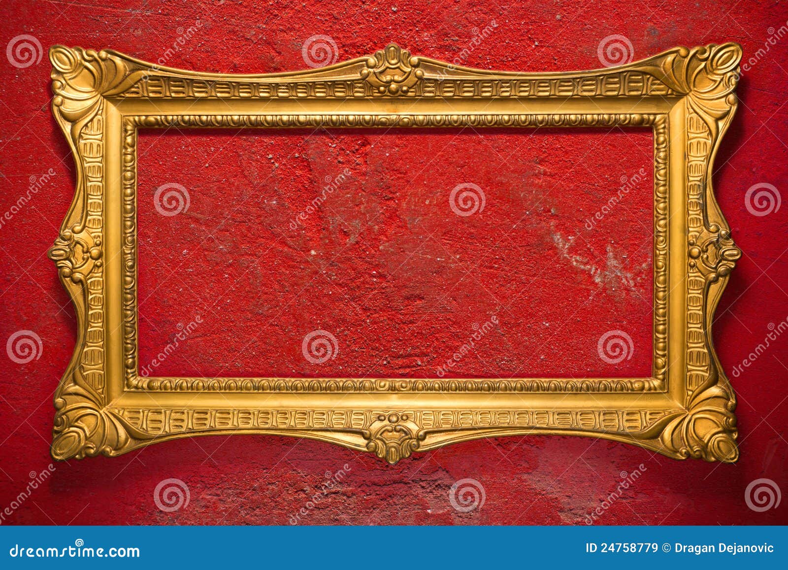 Elegant Golden Frame on Red Stock Image - Image of lavish, pleasing ...