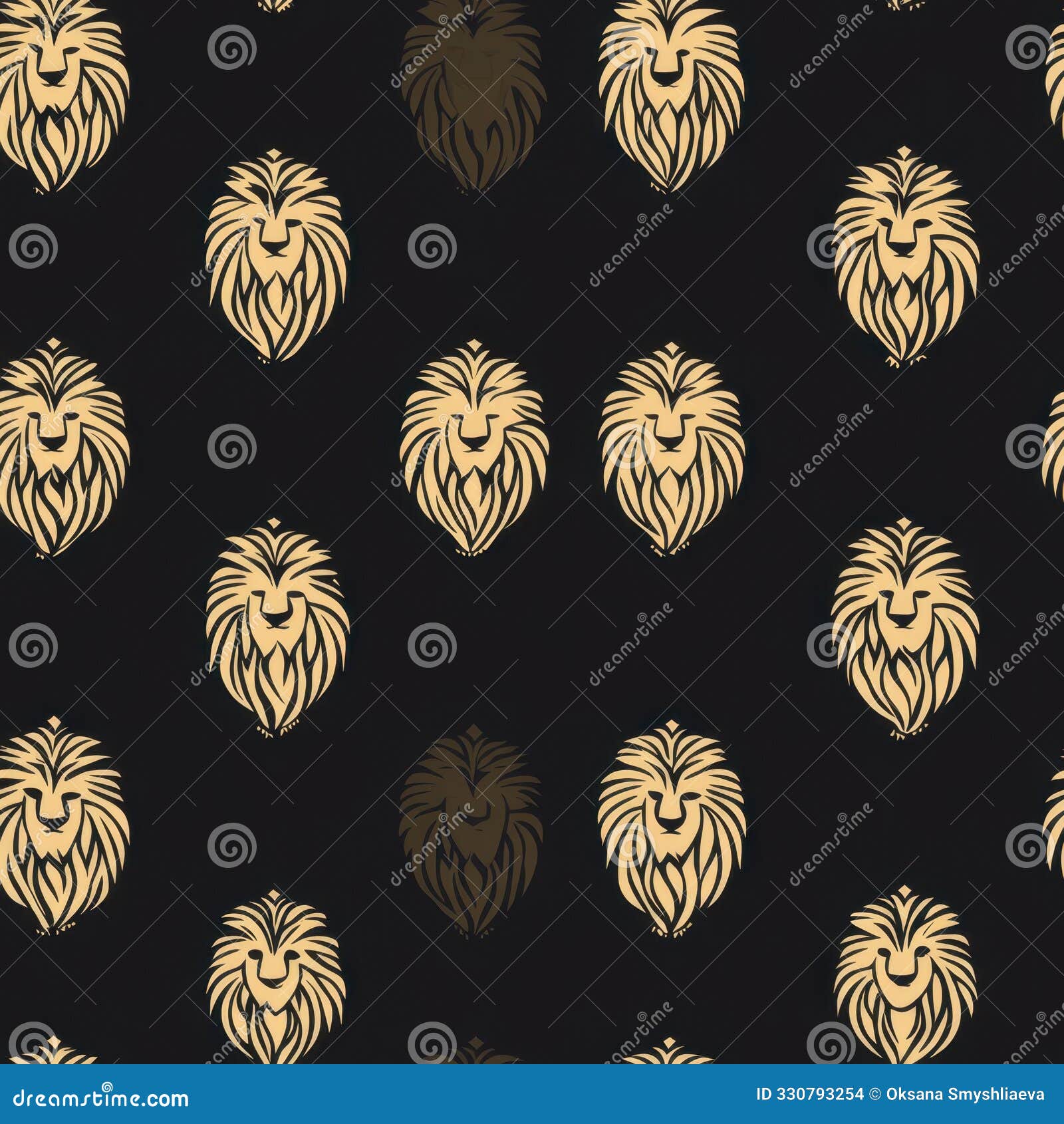 Elegant Golden Lion Patterns on Black Background for Luxury Design ...