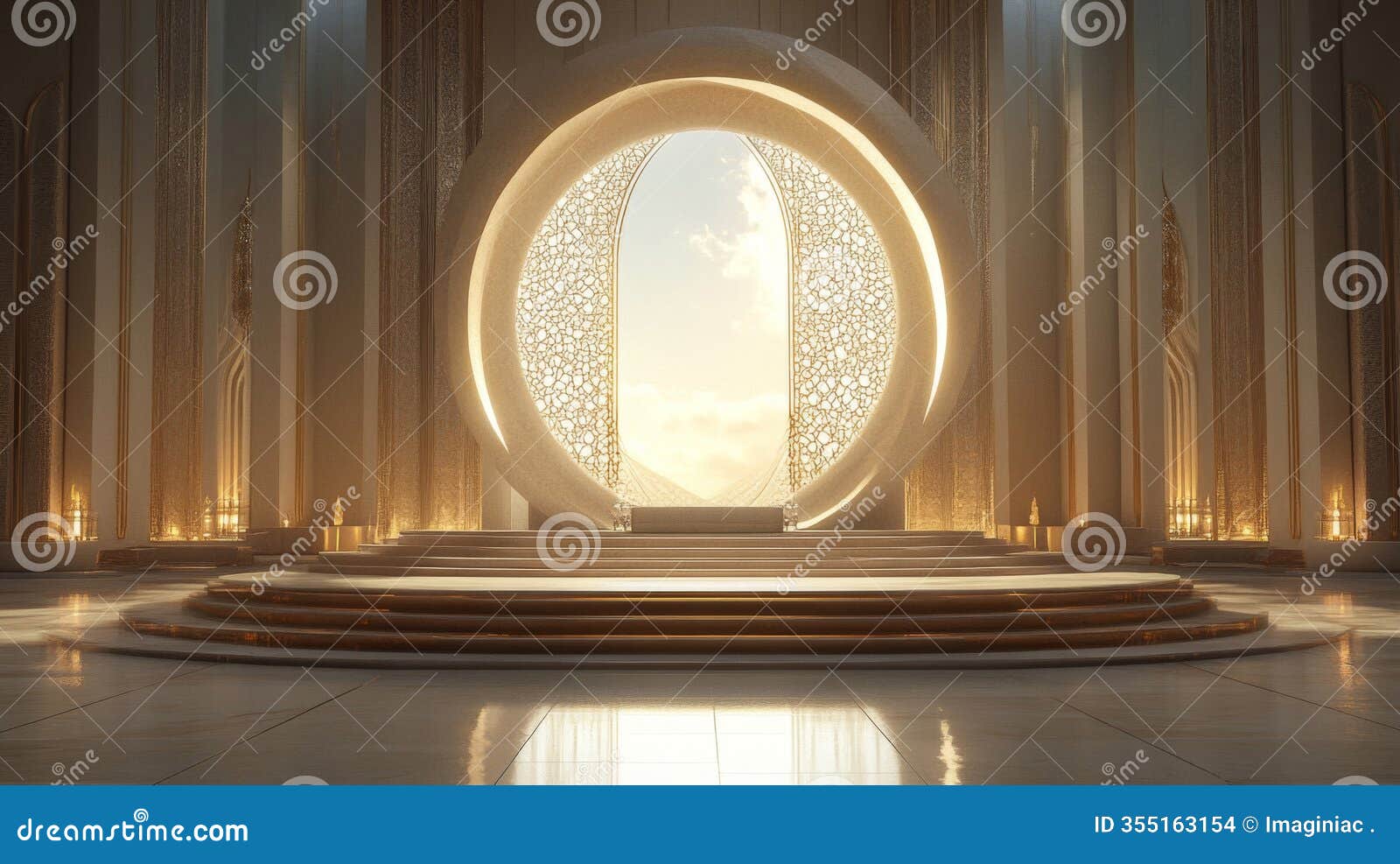 Elegant Golden Throne Room With Celestial View Stock Photo | CartoonDealer.com #355163154