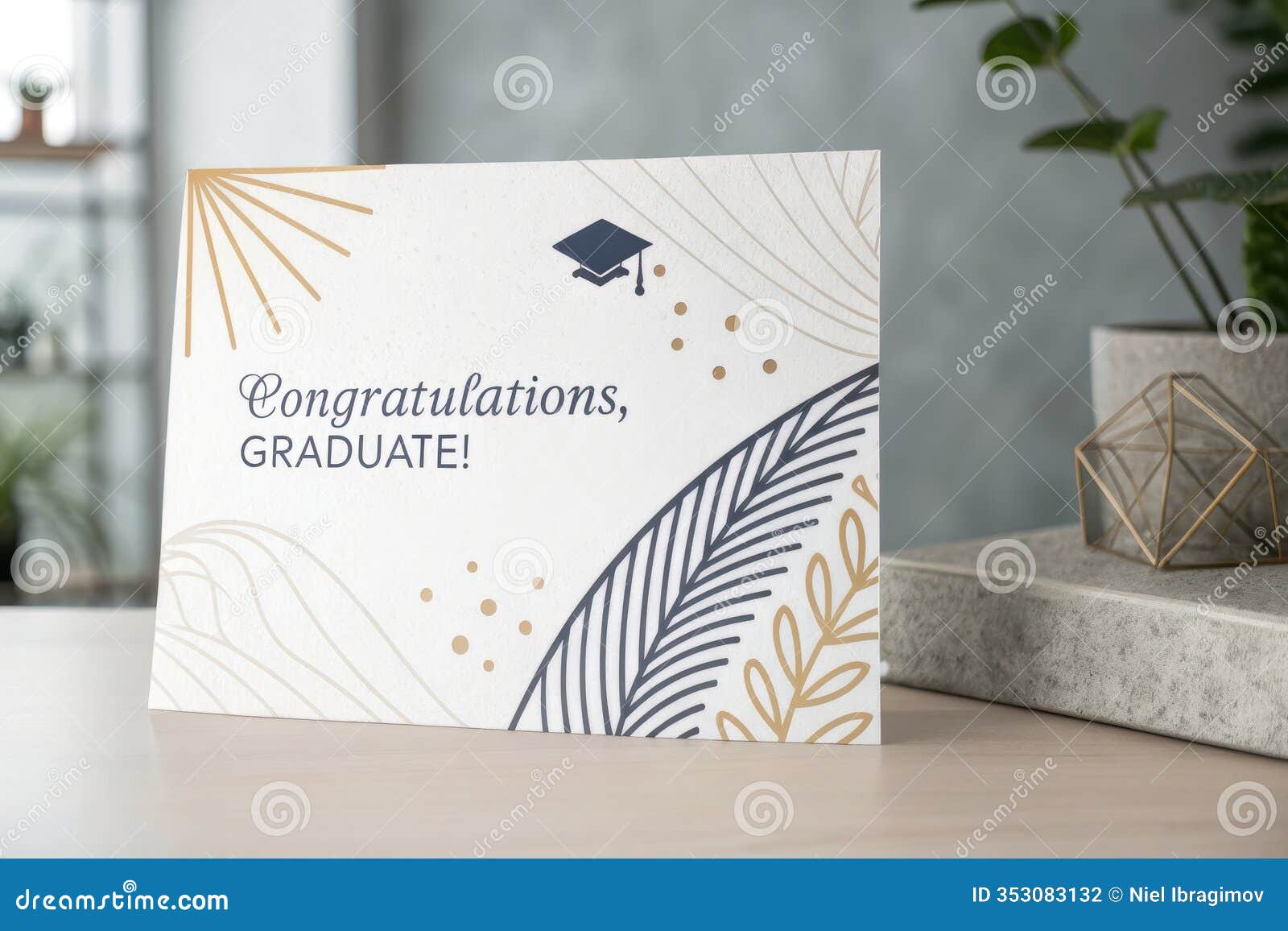 Elegant Graduation Card with Geometric Patterns and Congratulations ...