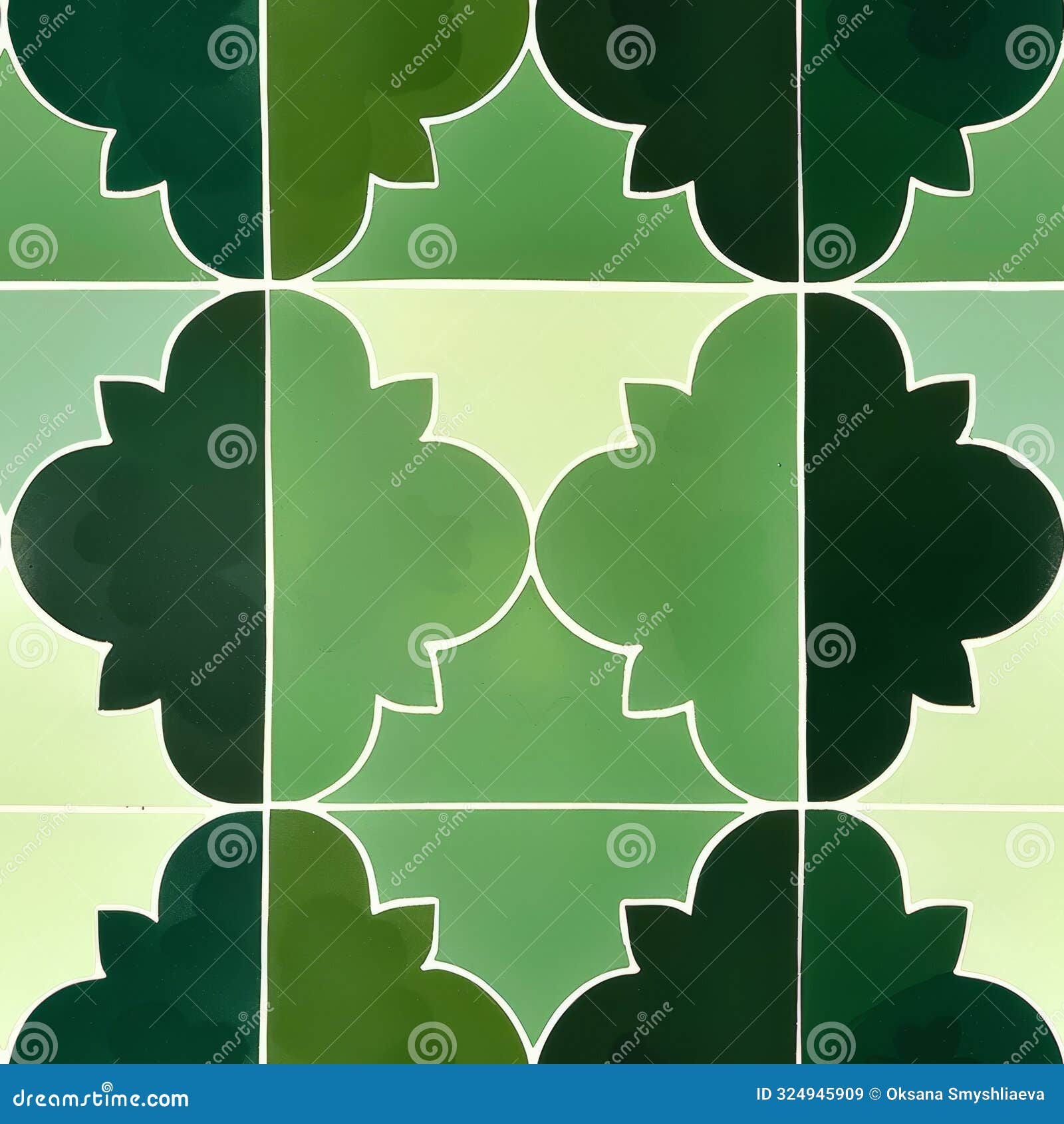 Elegant Green Leaf Pattern Tiles Design Stock Image - Image of style ...