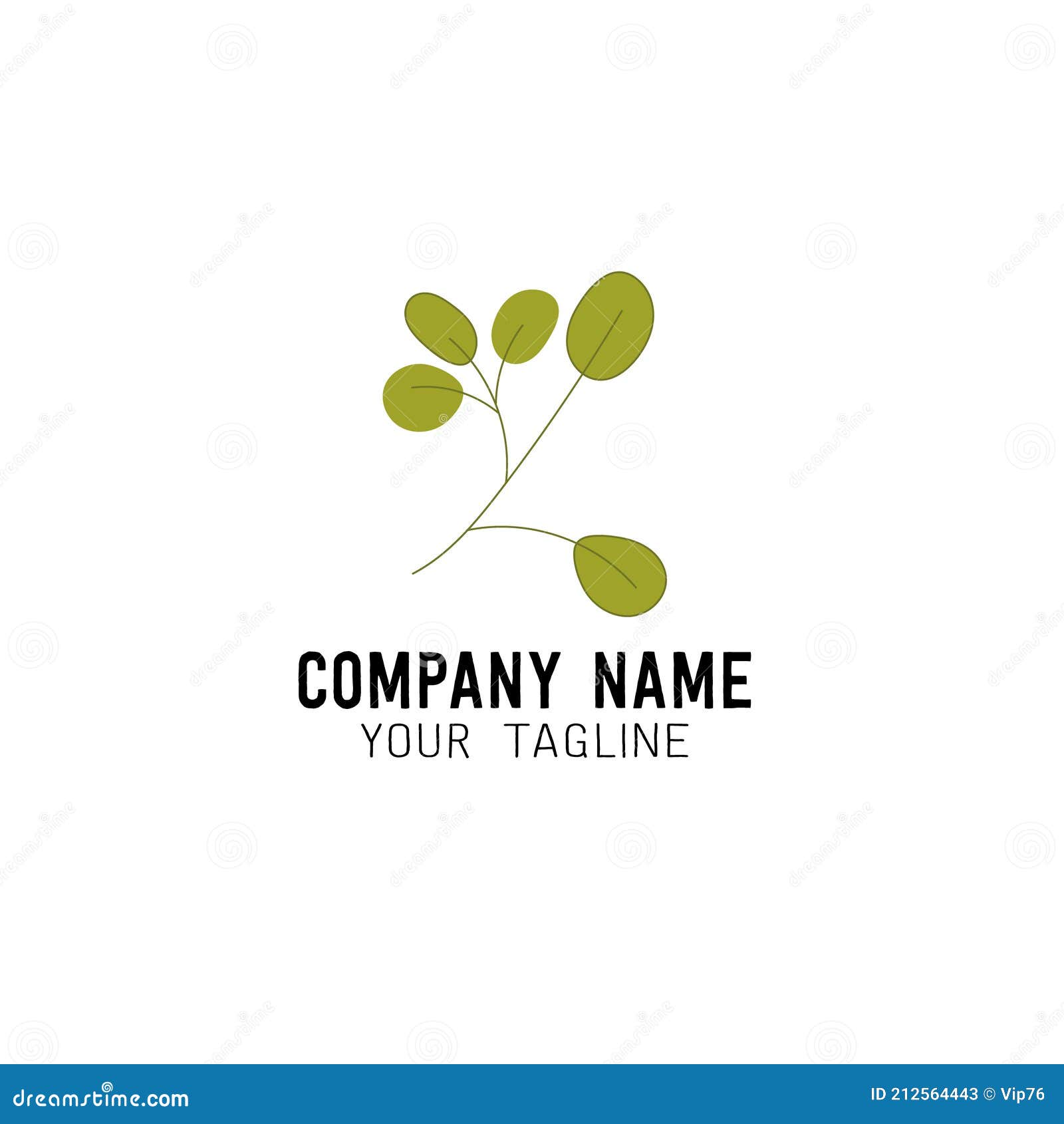 Elegant Green Twig Logotype for Any Project Stock Vector - Illustration ...