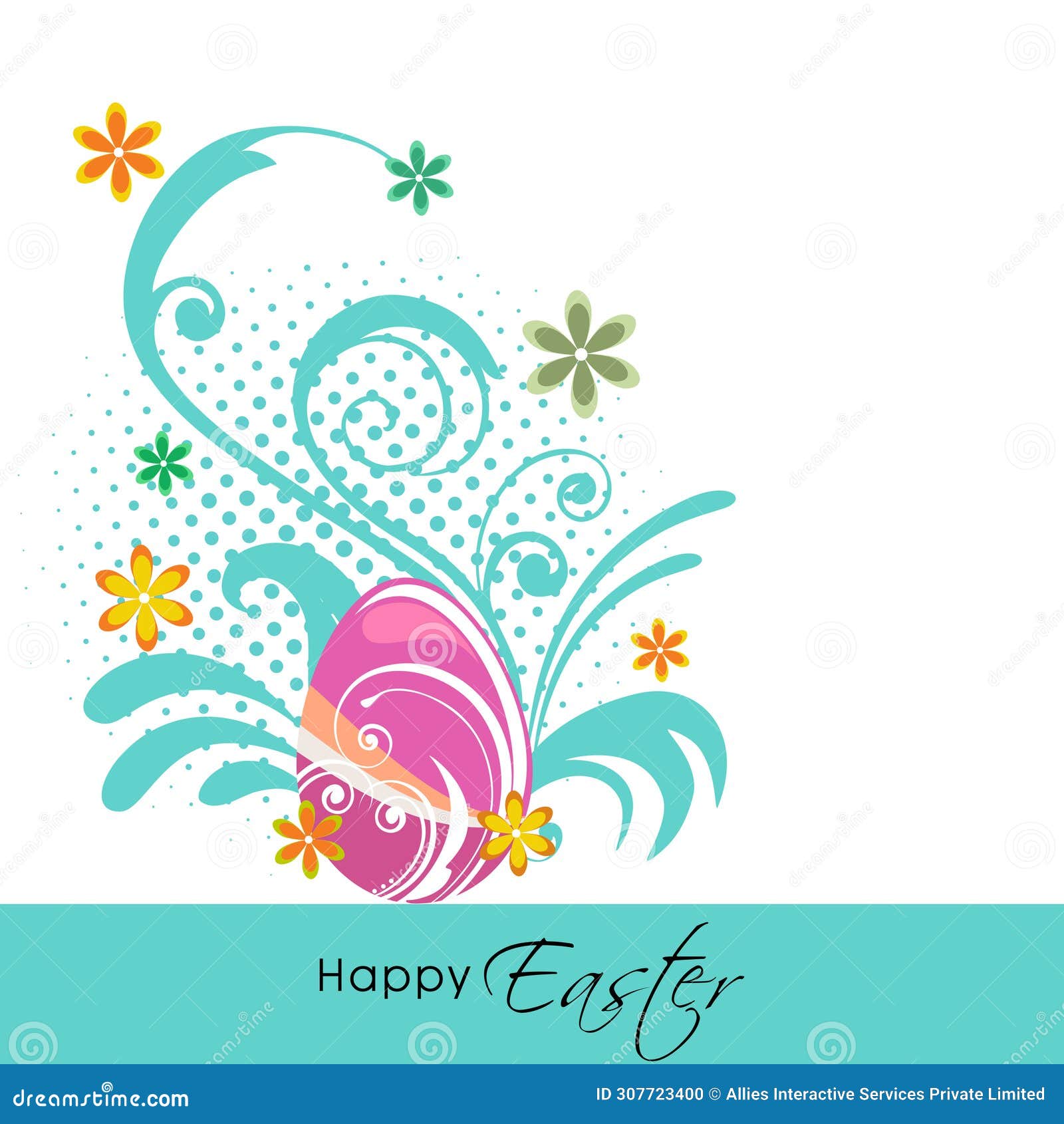 Elegant Greeting Card Design with Beautiful Flourish Egg for Happy ...