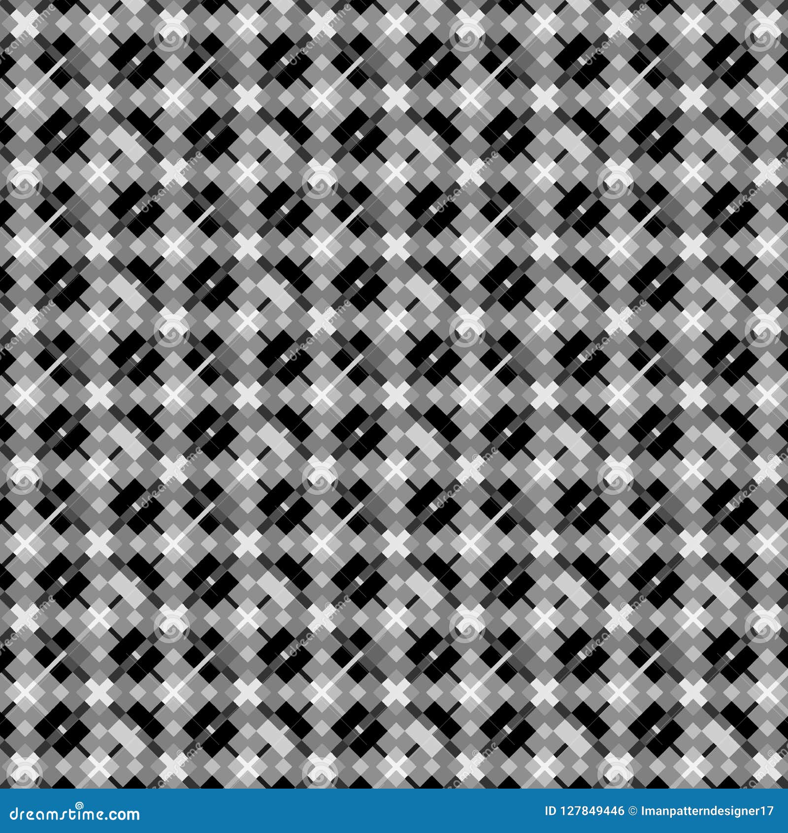 Elegant Grey, Black and White Checkered and Diamonds Seamless Pattern ...