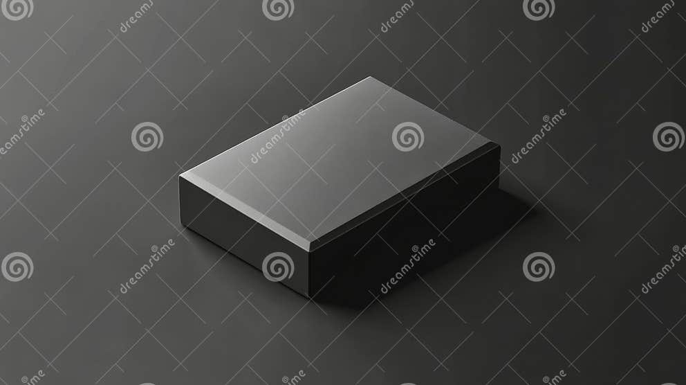 Elegant Grey Packaging Box on Matte Black Background with Shadow ...