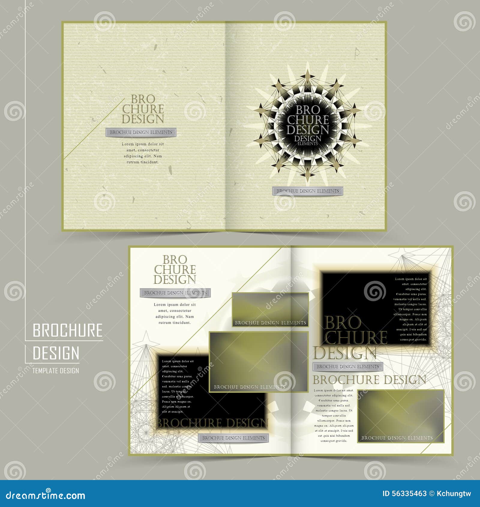Set Of Elegant Bi-Fold Brochure Template Layout For Business Royalty ...
