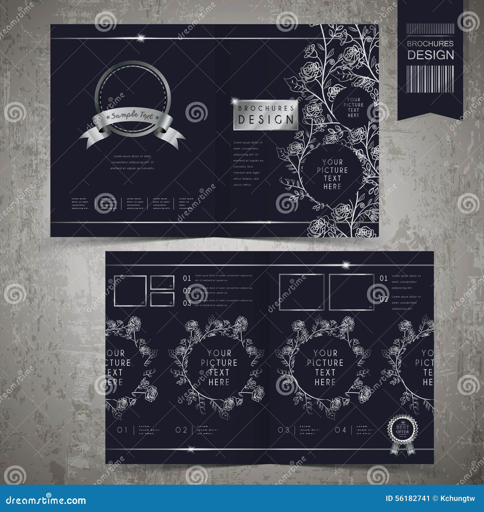 Set Of Elegant Bi-Fold Brochure Template Layout For Business Stock ...