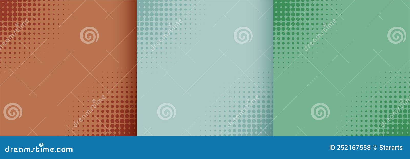 Elegant Halftone Design Set in Three Various Colors Background Stock ...