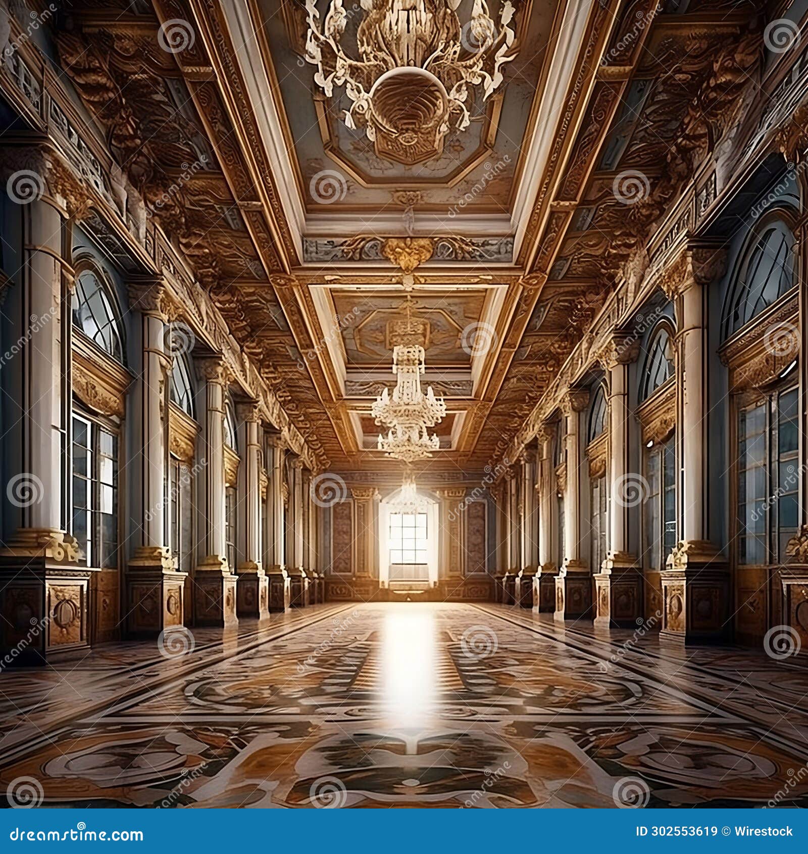 Elegant Hall Featuring a Variety of Stunning Gold and White Decorations ...