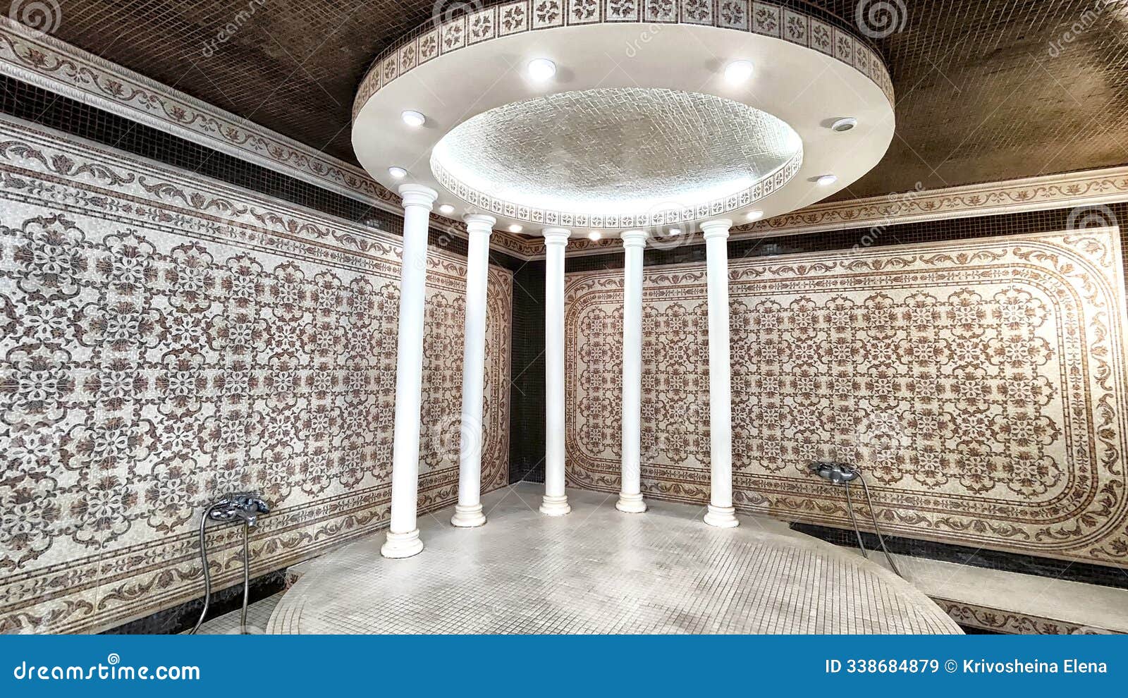Elegant Hammam Interior with Intricate Tile Designs and Classical ...