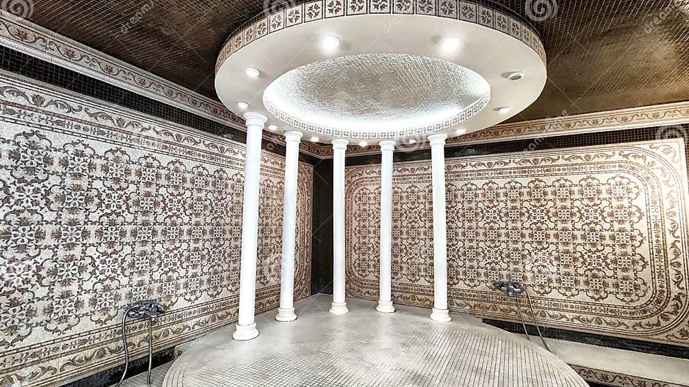 Elegant Hammam Interior with Intricate Tile Designs and Classical ...