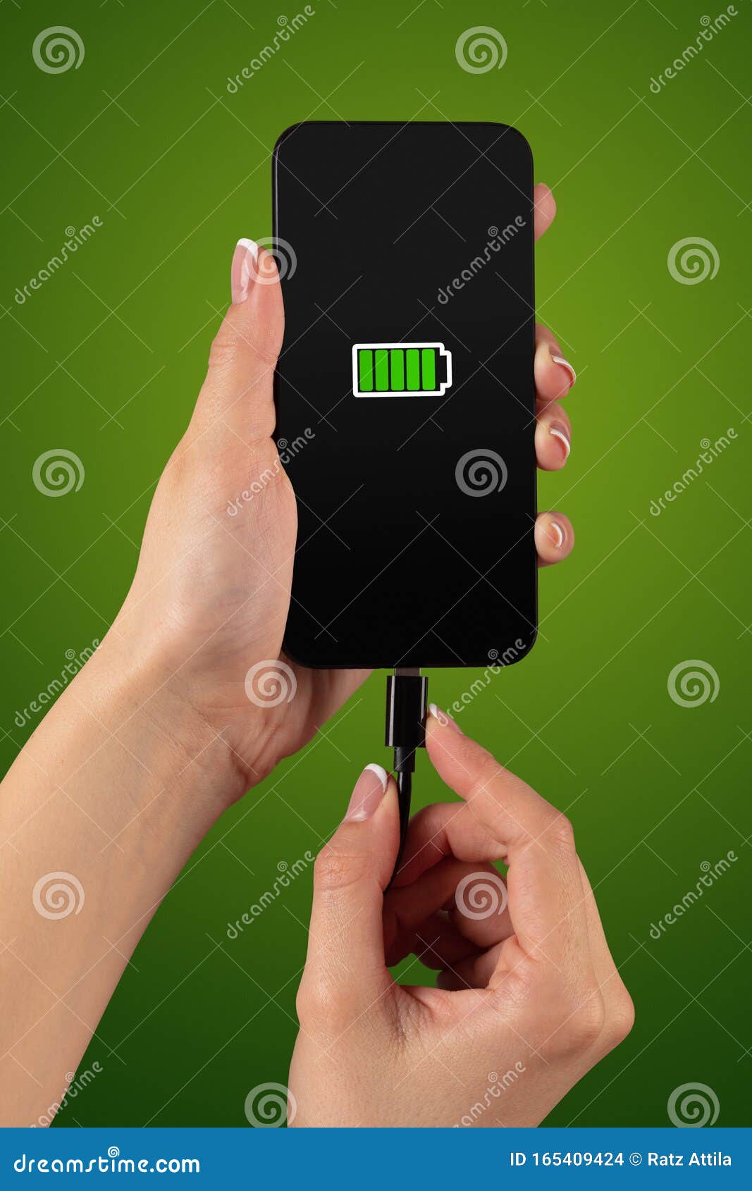 Hand Charging Phone with Low Battery Stock Photo - Image of full, data ...