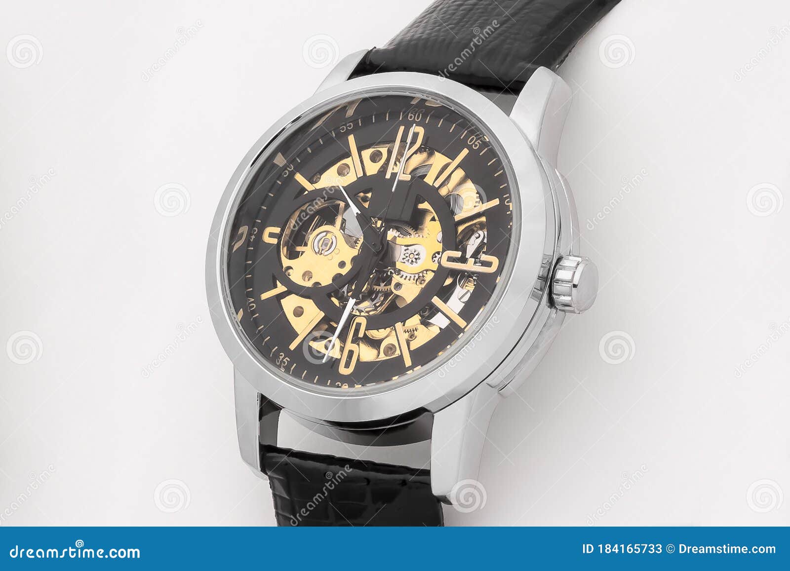 Elegant Hand Clock with Leather Handle Stock Image - Image of closeup ...