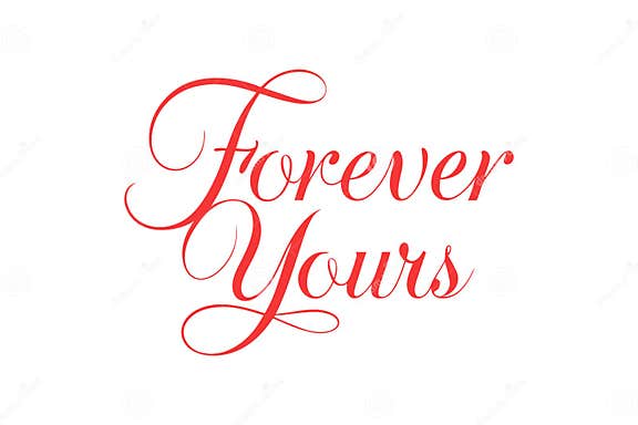 Elegant Handwritten Red Script Text Forever Yours Stock Vector ...