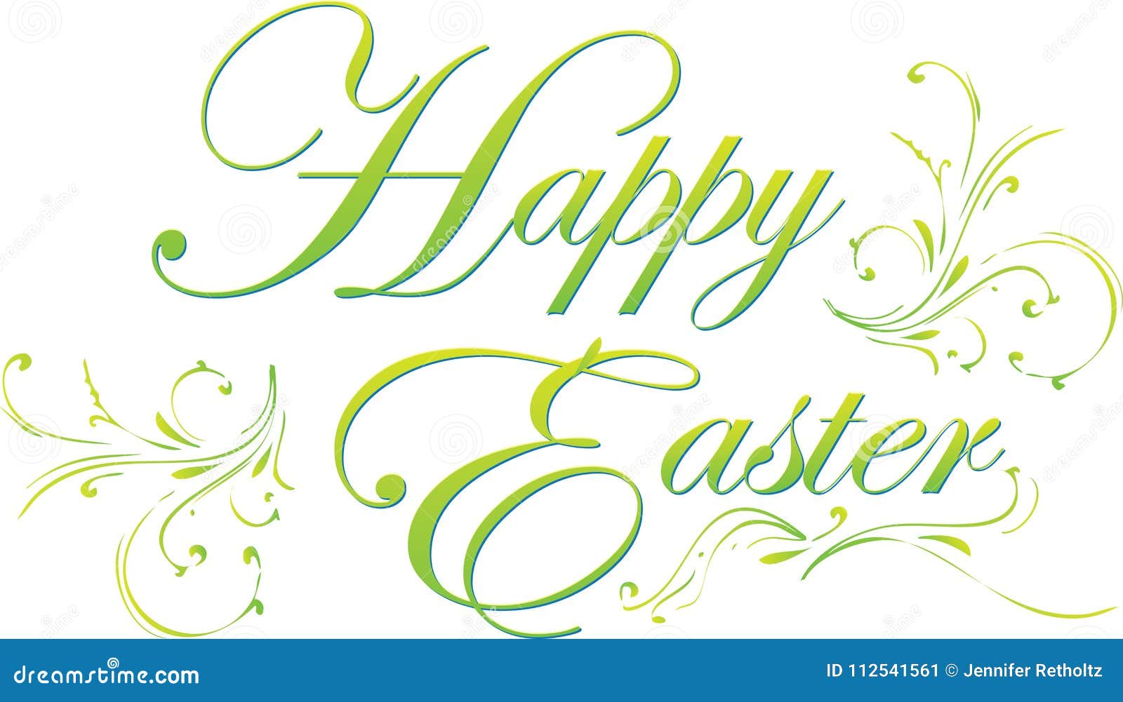 Elegant Happy Easter Script Banner Stock Illustration - Illustration of ...
