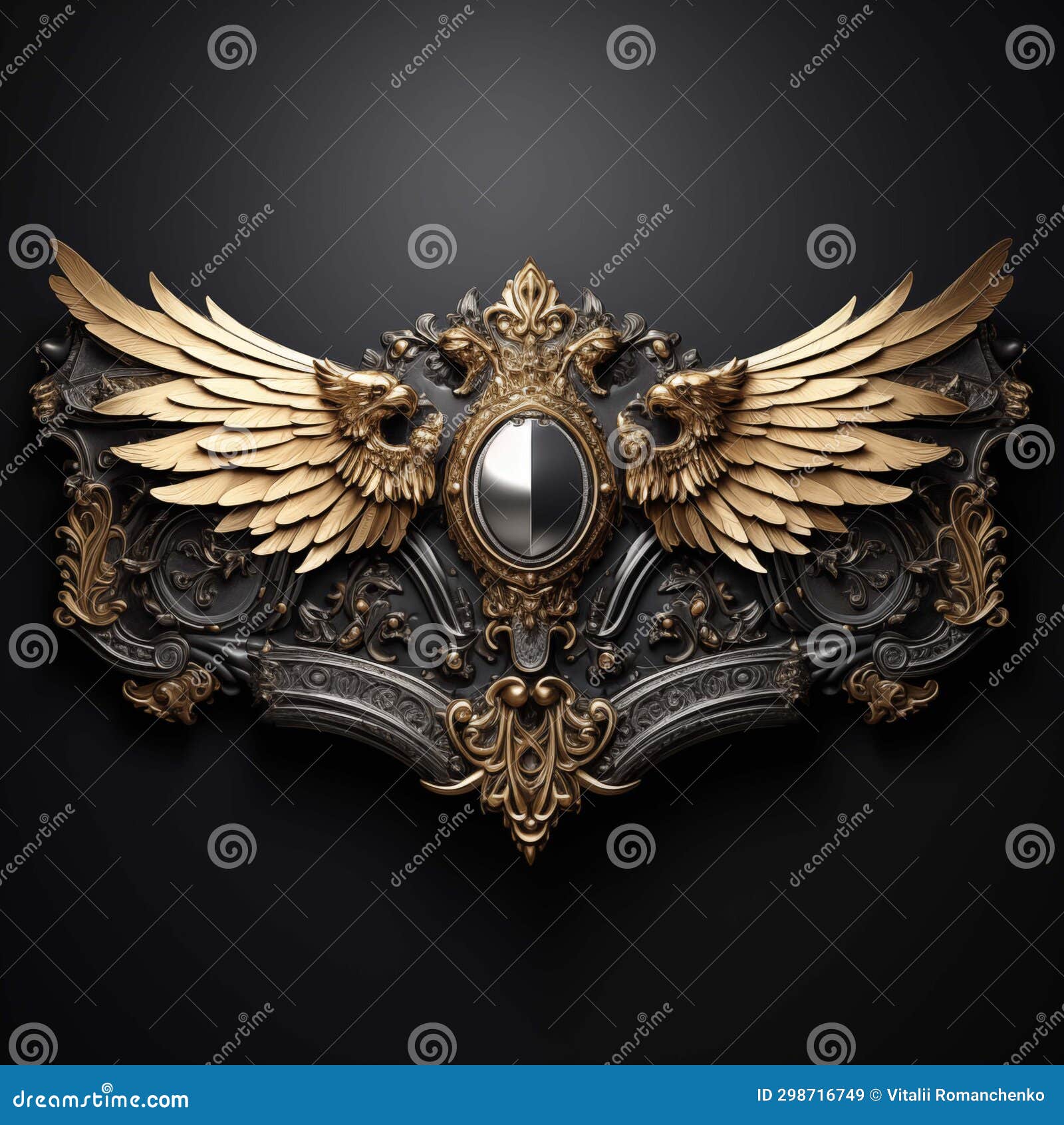 Elegant Heraldic Vignette in Gothic Style. Luxurious Foliage Patterns ...