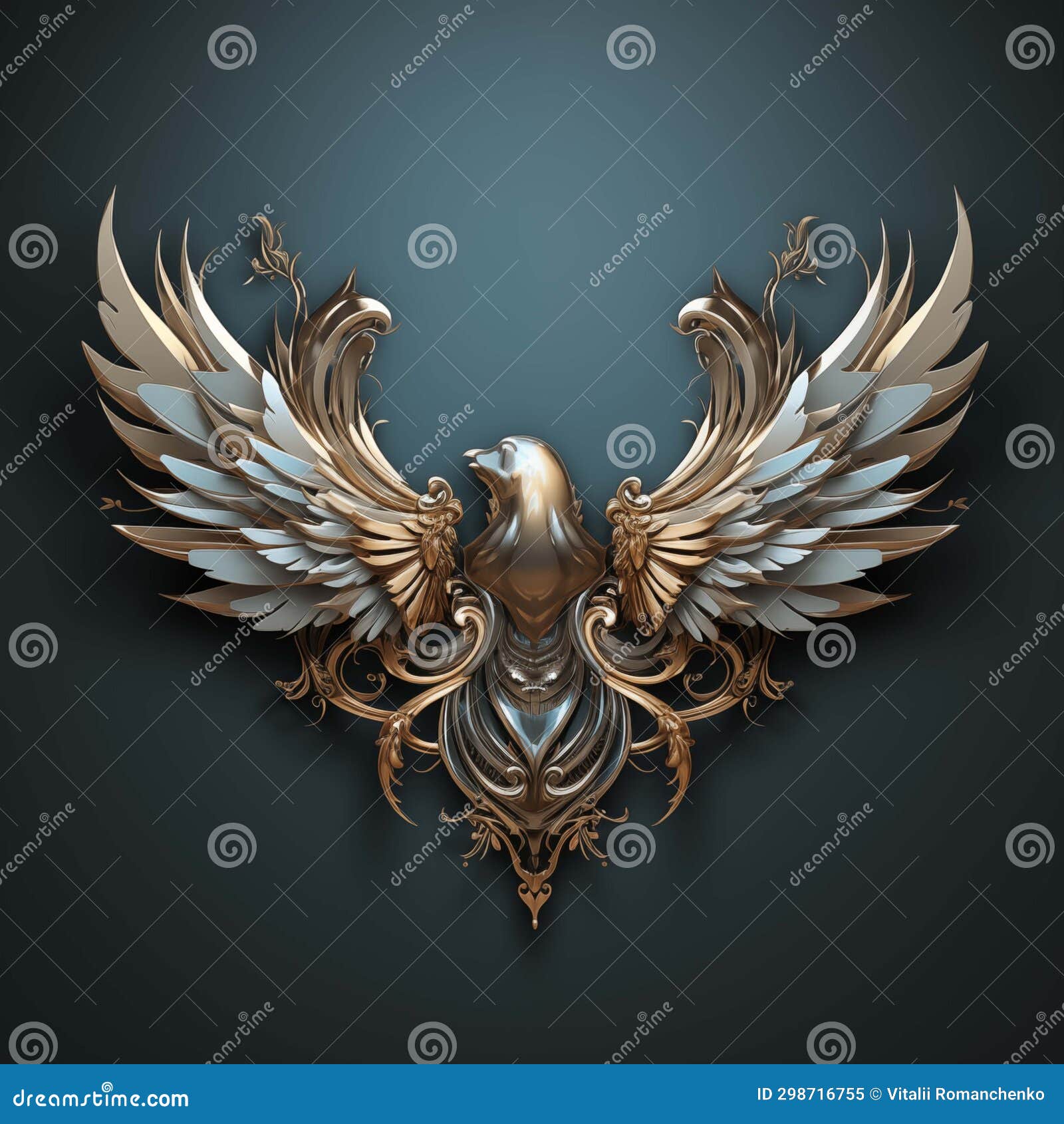 Elegant Heraldic Vignette in Gothic Style. Luxurious Foliage Patterns ...