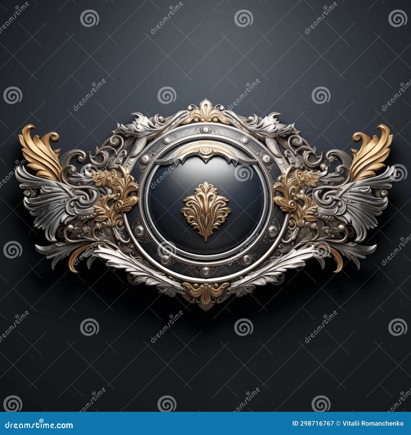 Elegant Heraldic Vignette In Gothic Style. Luxurious Foliage Patterns ...